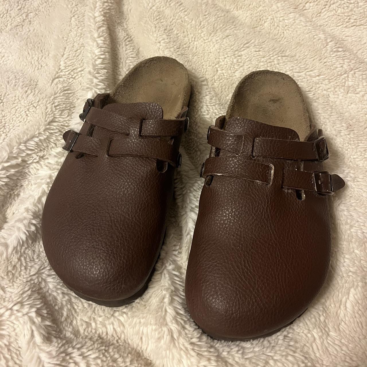 “Birks” Birkenstock Boston leather clogs Double... - Depop