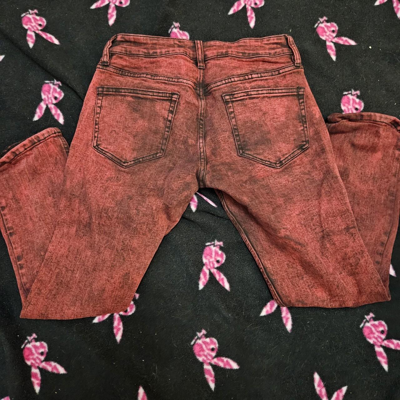 Hot Topic Red Acid wash Jeans size 28x32 °°° Good... - Depop