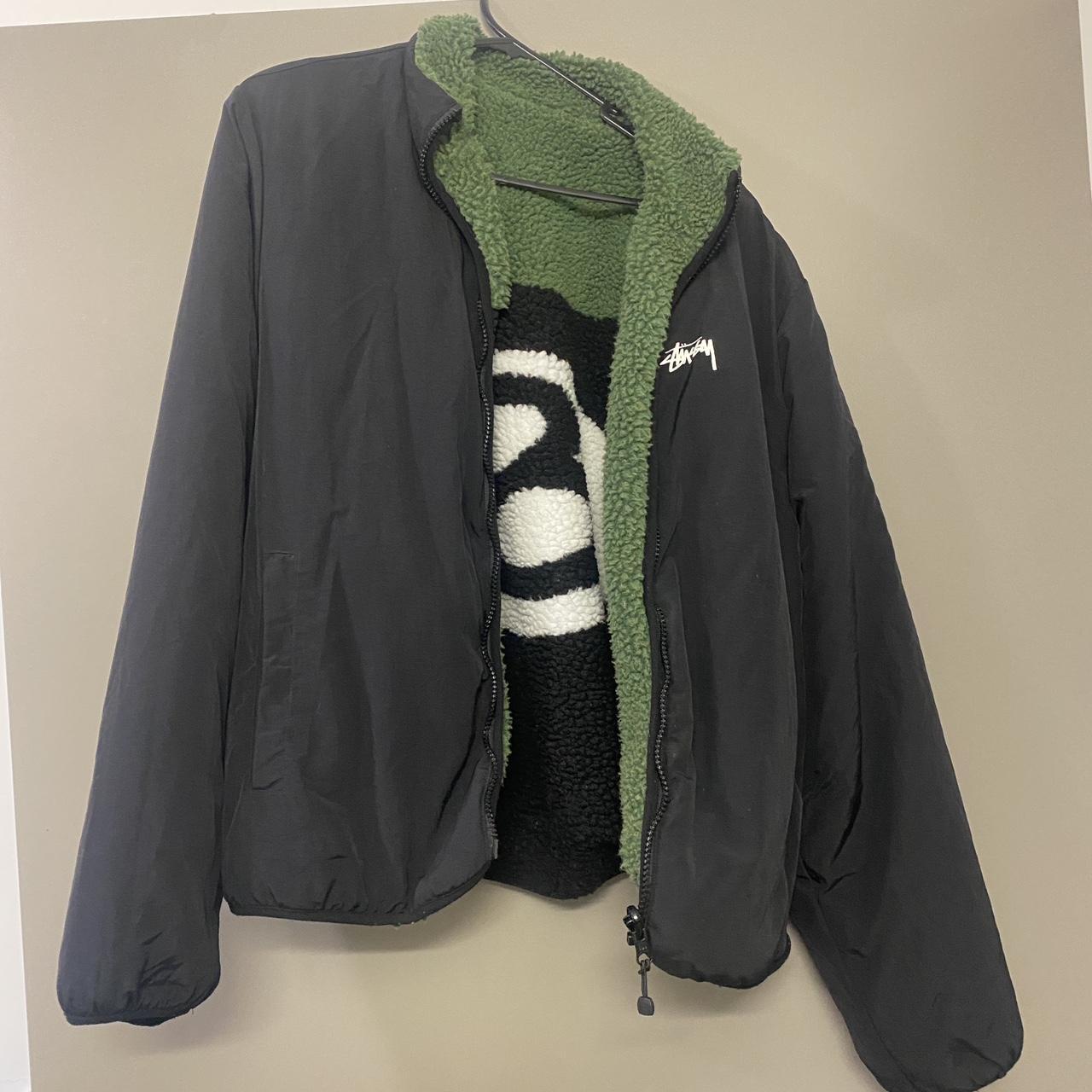 - Stussy 8 ball Sherpa Reversible Jacket Size L... - Depop
