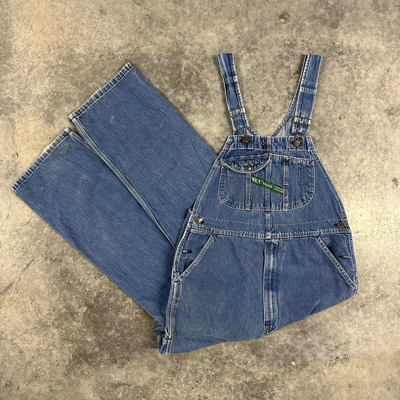 Vintage 90s Baggy Denim Overalls 1990s Key... - Depop