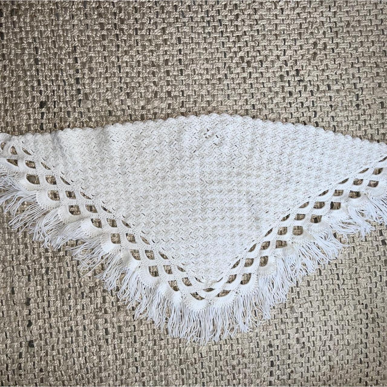 Vintage White One-of- Kind Original Shawl - One... - Depop
