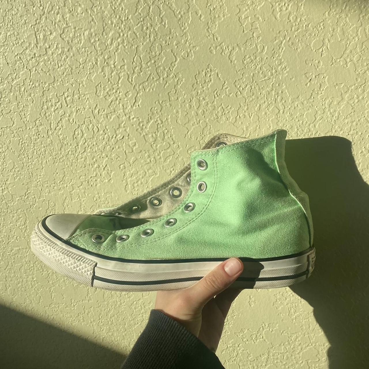 Light Green Converse - size women’s 8 - used but... - Depop