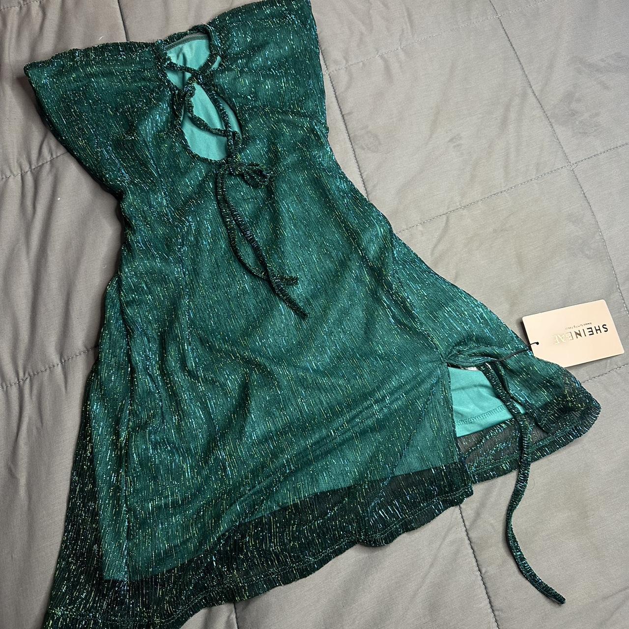 strapless/halter neck green mini dress!! gorgeous... | Depop