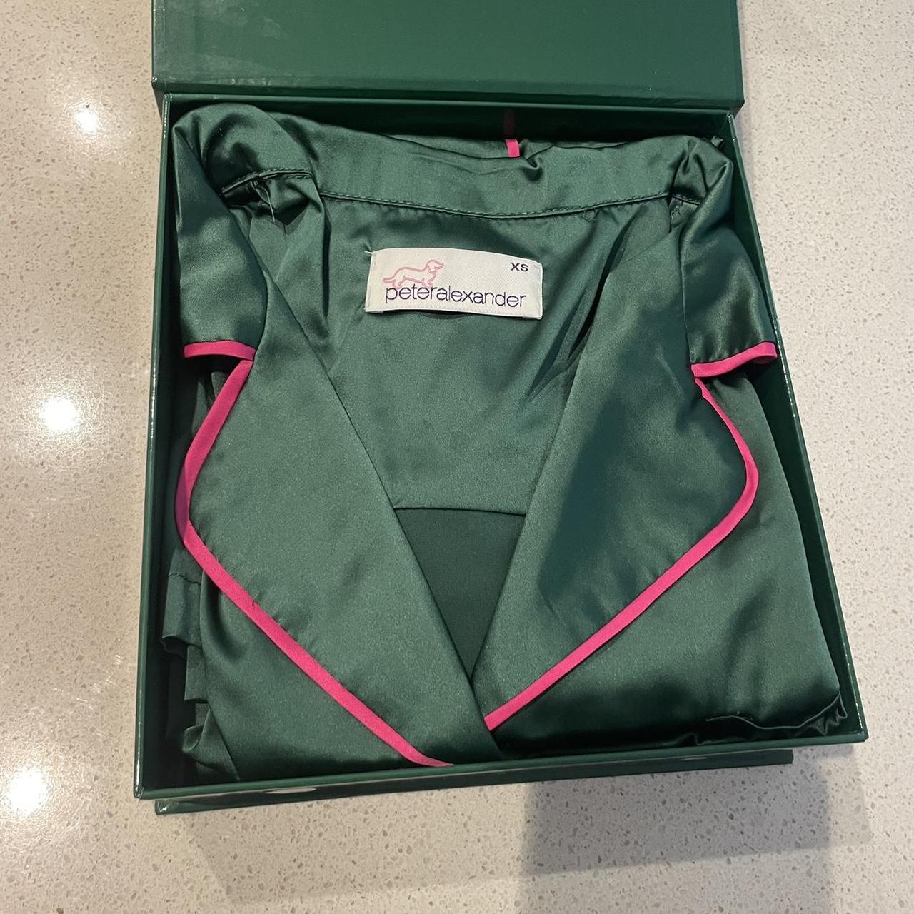 Peter Alexander satin shortie set Green with pink... - Depop