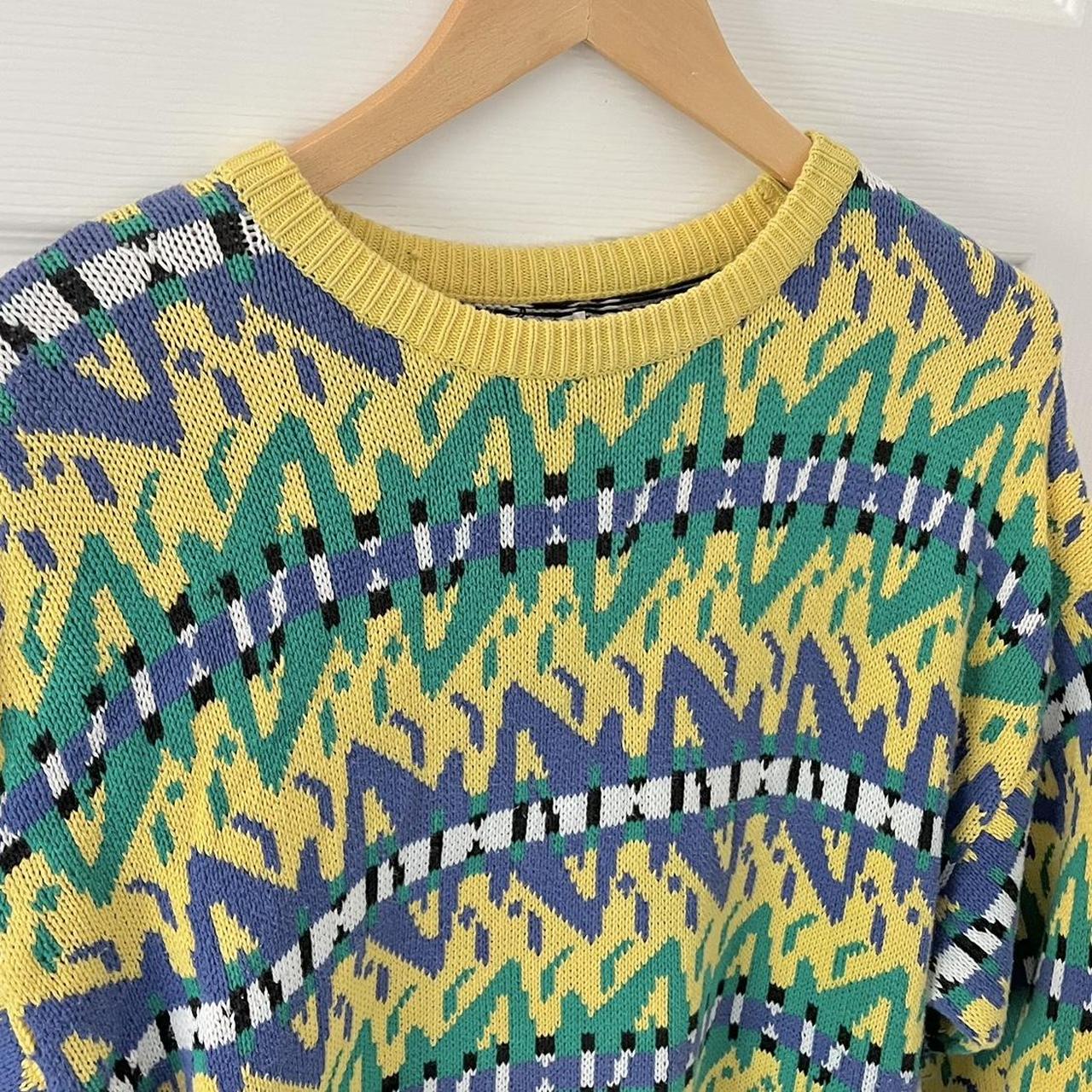Sick 90's style vintage knitted jumper -brilliant... - Depop