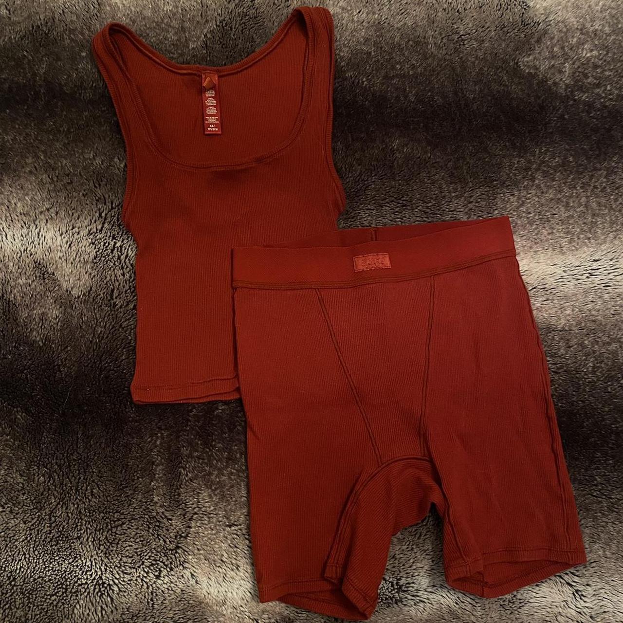 RARE COLOR- BRICK SKIMS COTTON RIB TANK & BOXER... - Depop