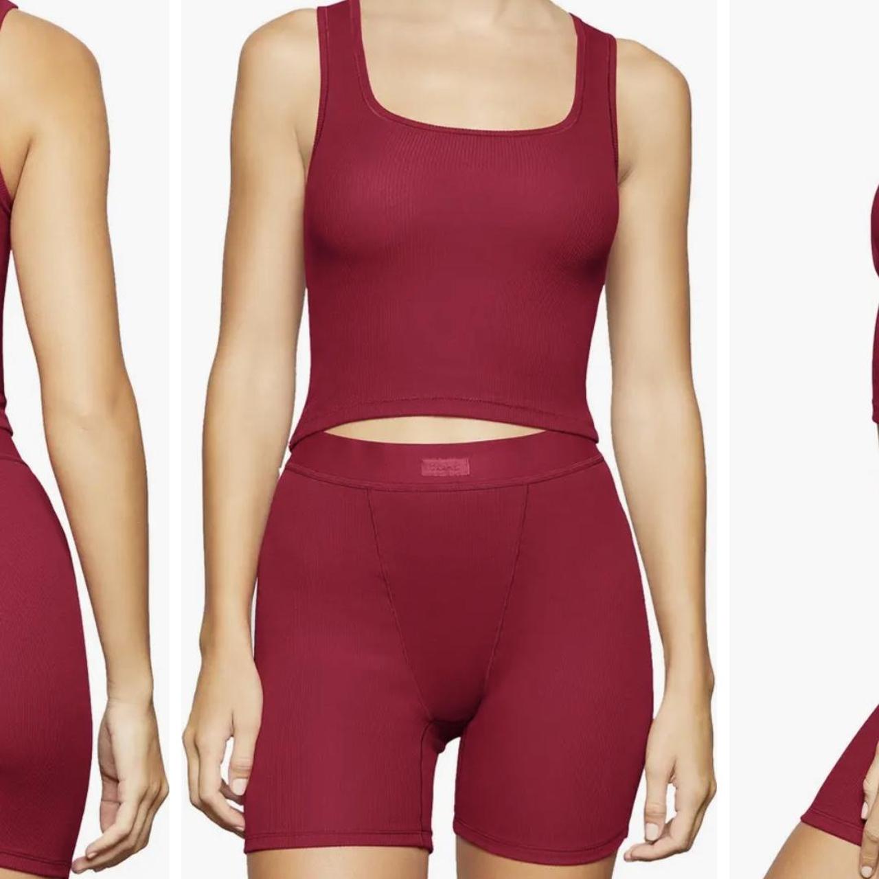 RARE COLOR- BRICK SKIMS COTTON RIB TANK & BOXER... - Depop