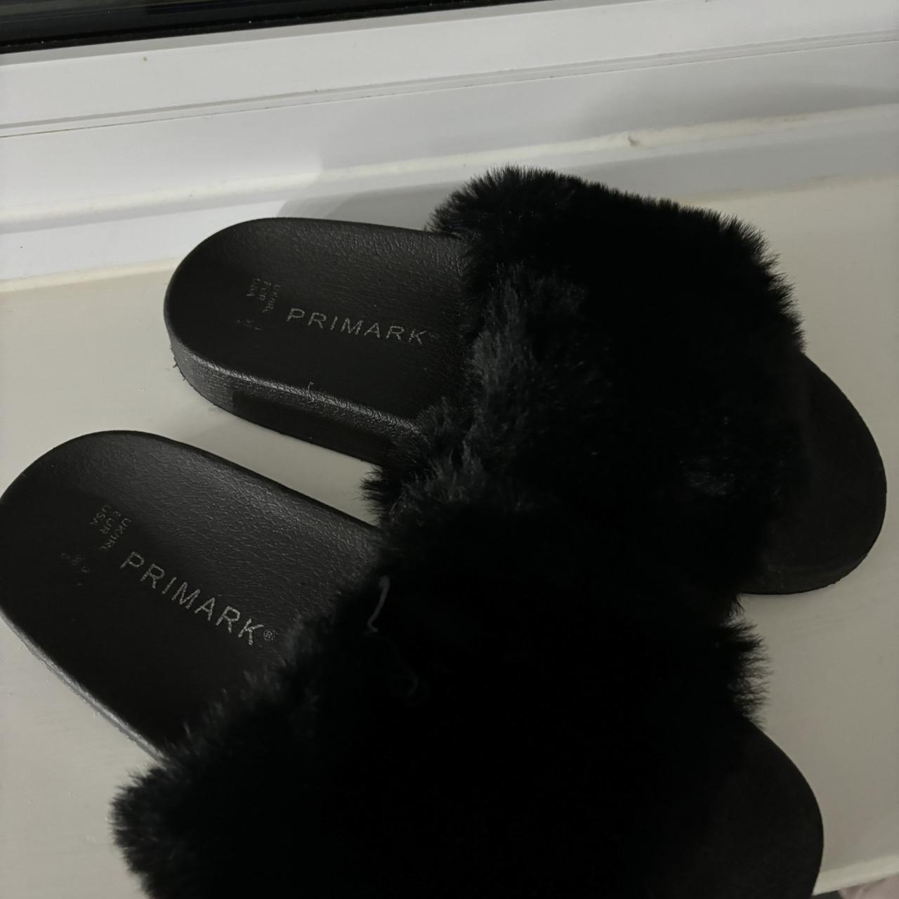 black fluffy sliders🖤 - Depop