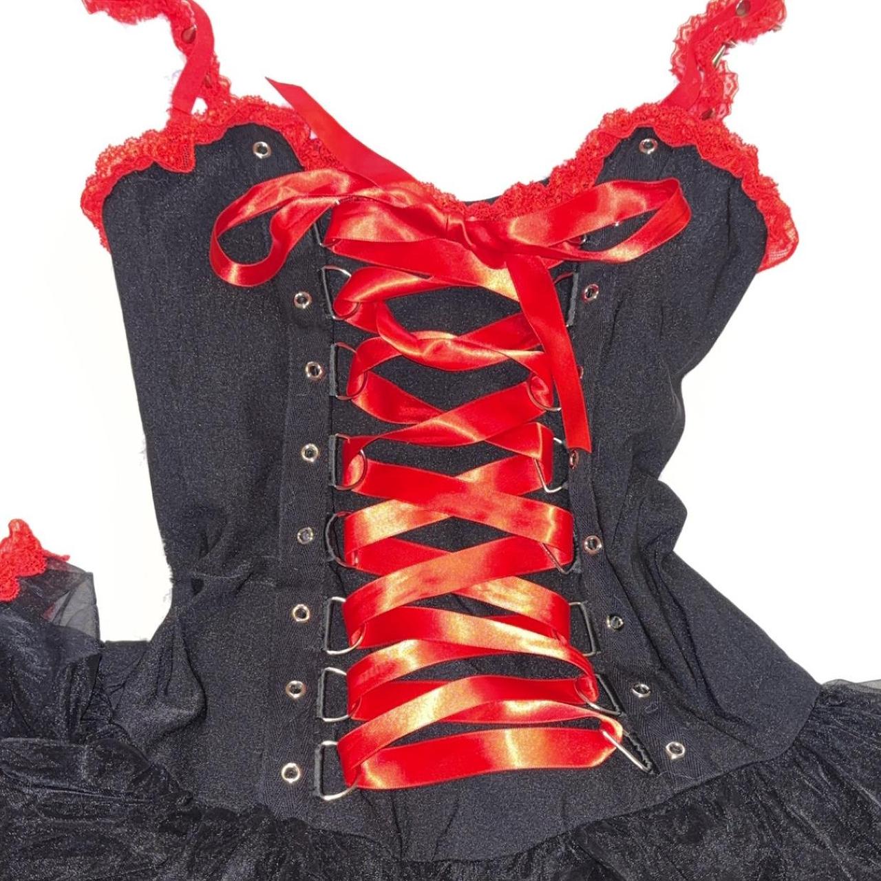 Black and Red Widow Jester corset dress XL 🎪🖤 #goth... | Depop