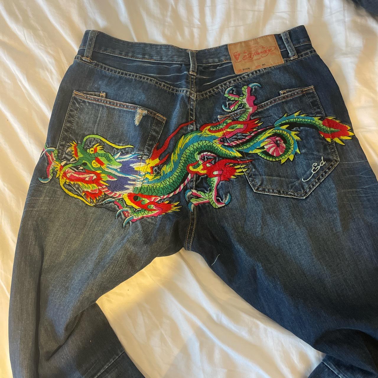 Ed hardy dragon jeans Perfect condition Worn once... - Depop