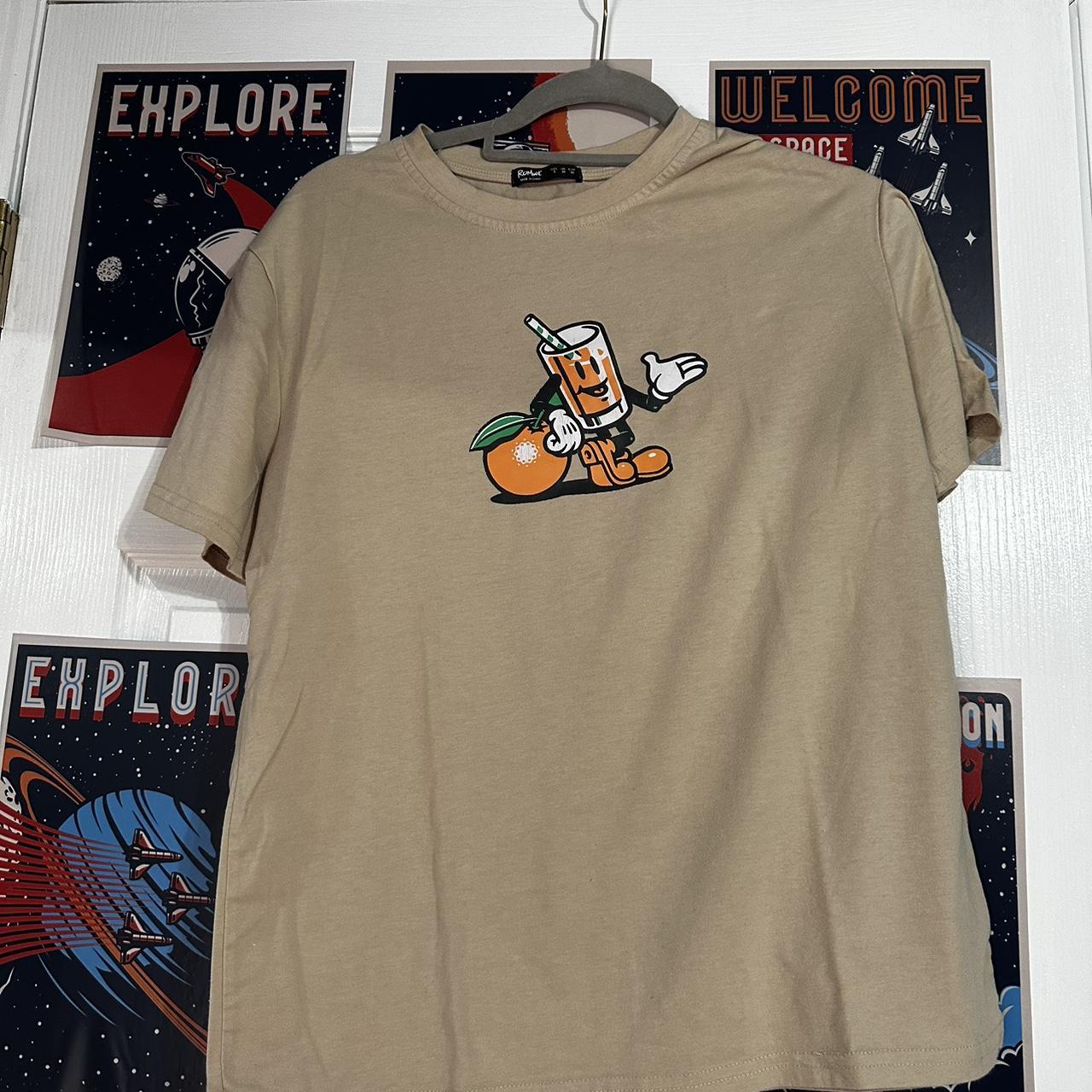 beige orange juice shirt! • size small • from... - Depop