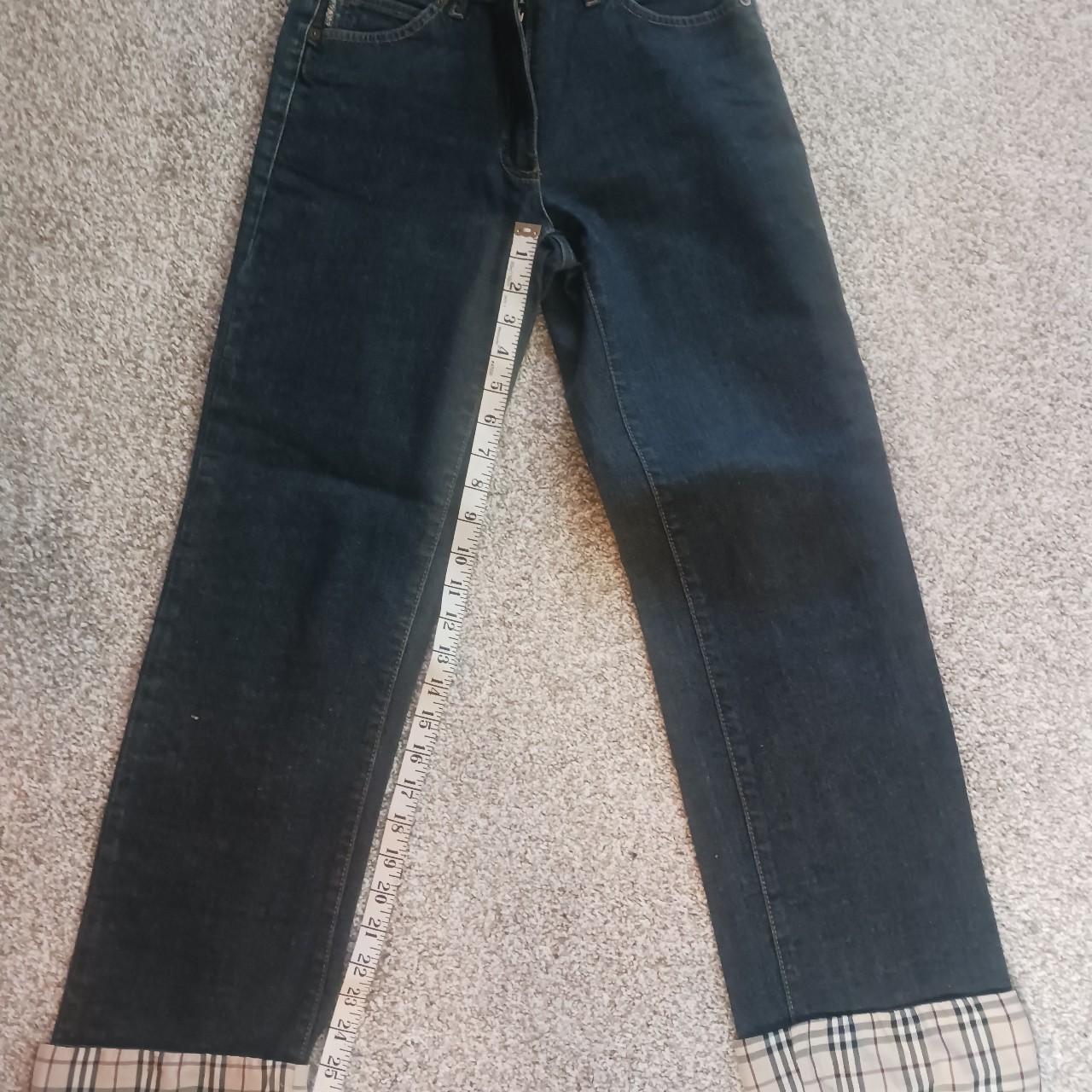 Burberry Jeans Dark Wash Straight Leg Plaid Cuffs... - Depop