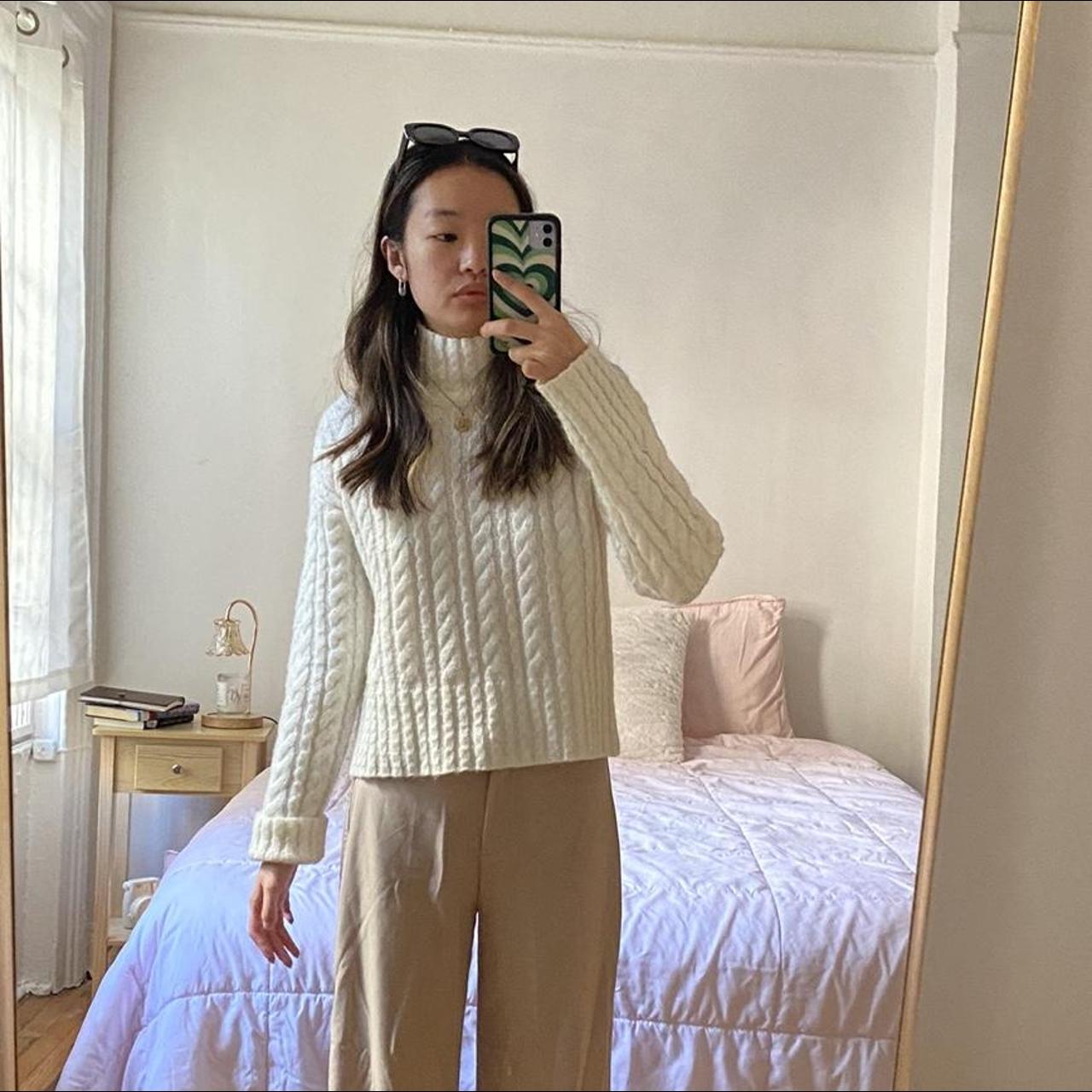 French Connection Women's White and Cream Jumper | Depop