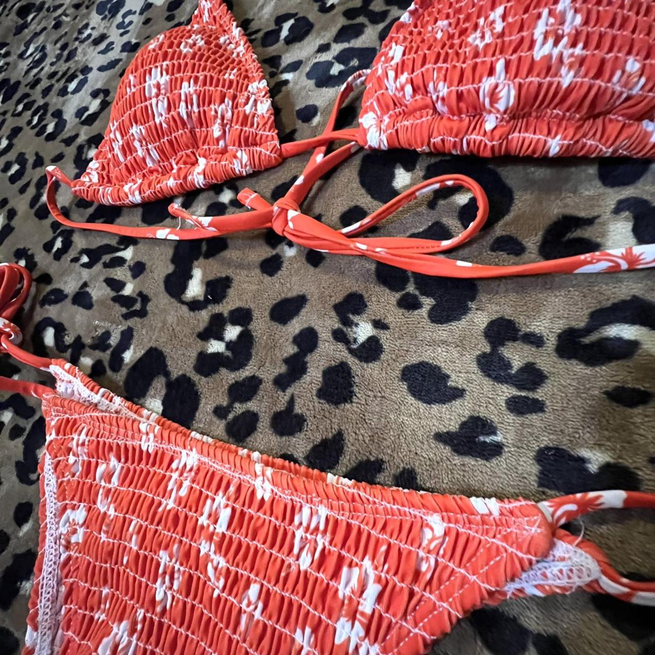 🌺coral Hawaiian print string bikini🌺 this bikini is... - Depop