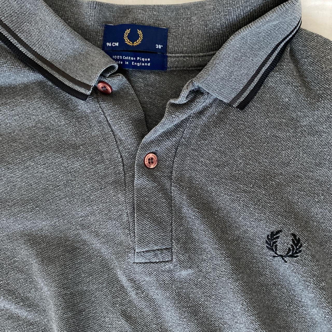 fred perry grey polo shirt size small #fredperry... - Depop