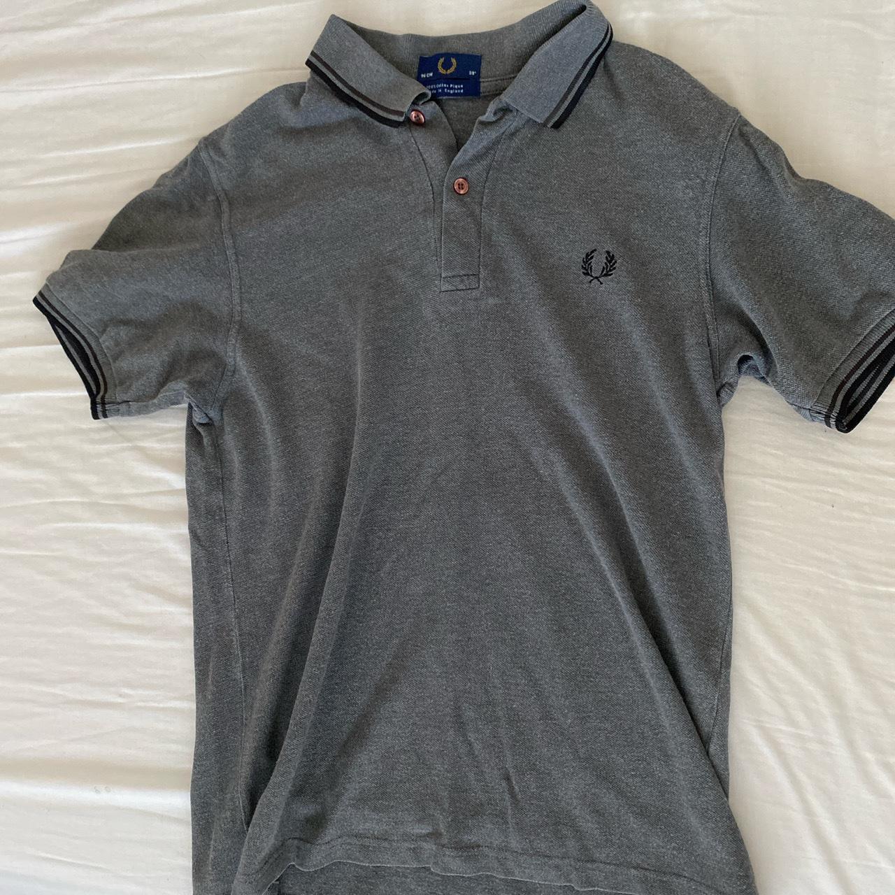 fred perry grey polo shirt size small #fredperry... - Depop