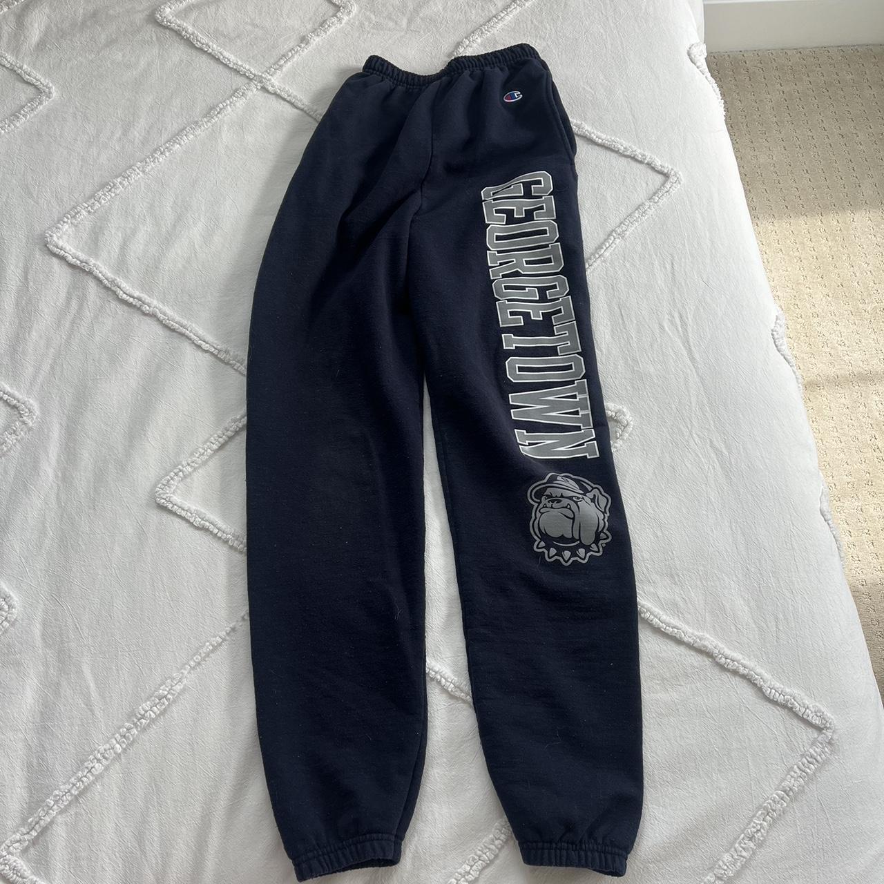 Georgetown University Champion sweatpants in navy... - Depop