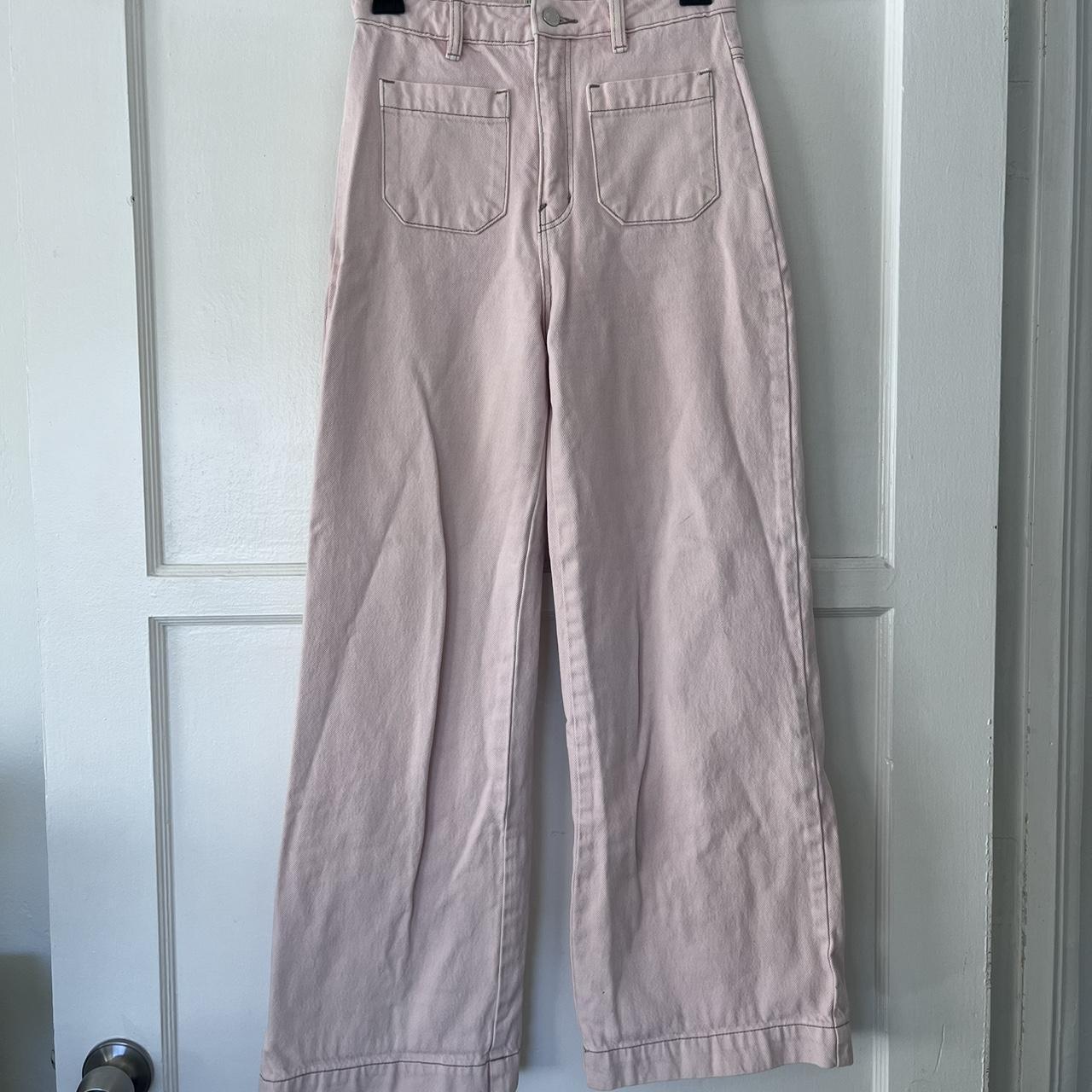 Rollas high rise, wide leg. Size 25. Light pale pink... - Depop