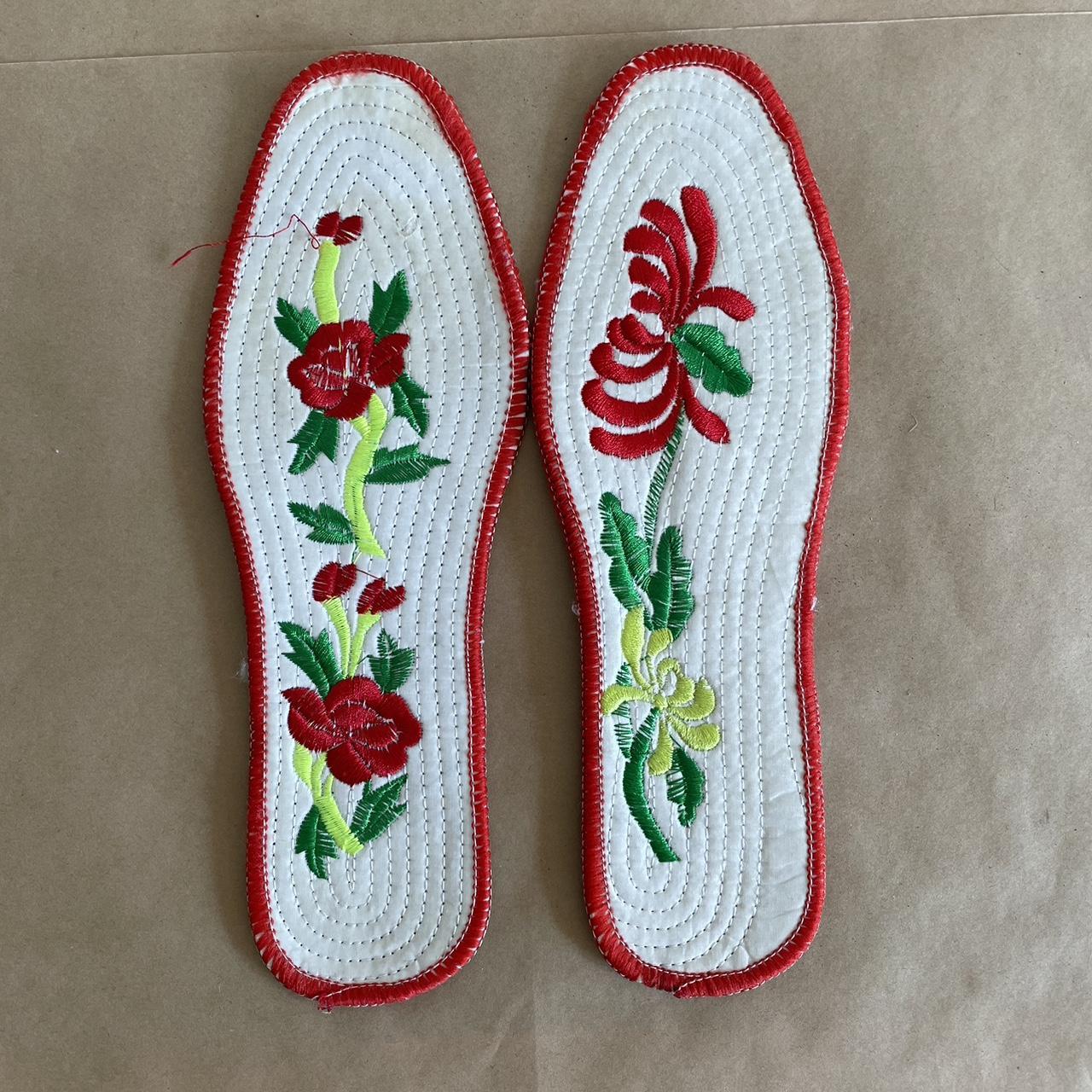 Traditional Chinese Floral Embroidered Insole, Two... - Depop