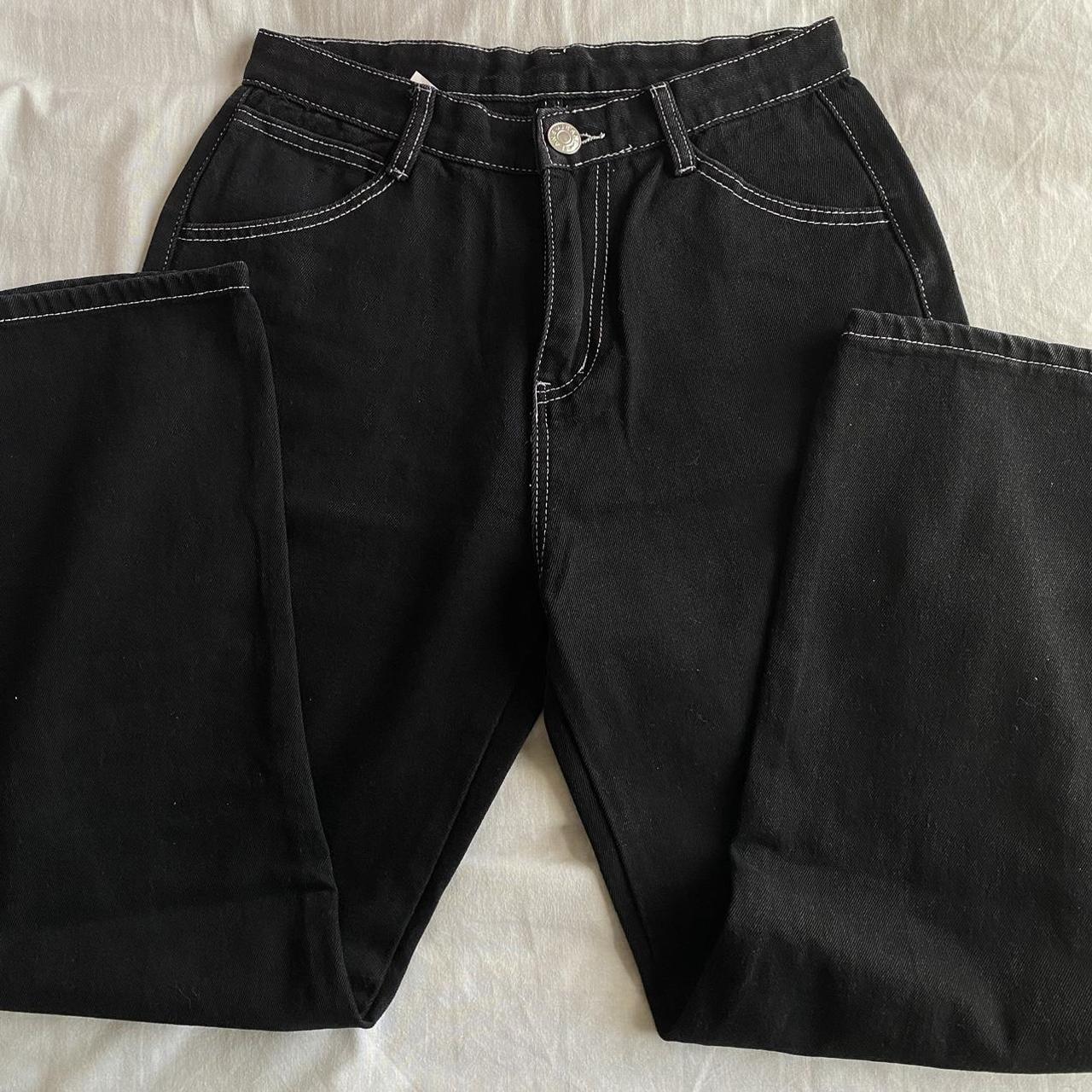 Black jeans with white stitch detailing Never... - Depop