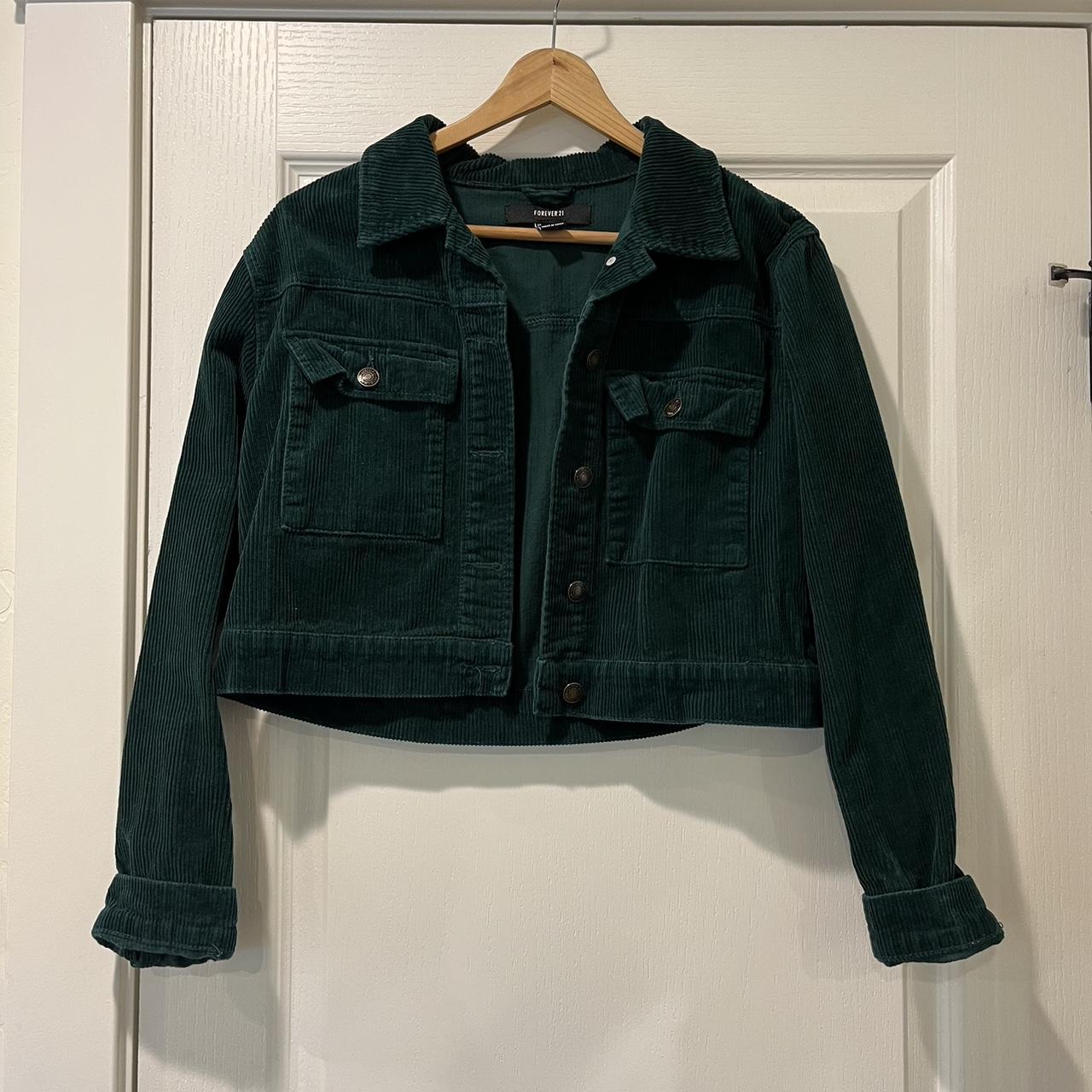 Cropped dark green corduroy jacket Forever 21 Great... - Depop