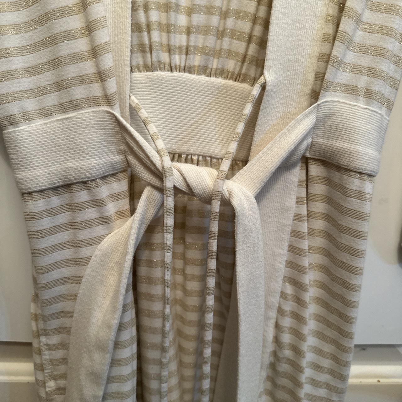 splendid sleep – gold glitter/cream striped robe -... - Depop