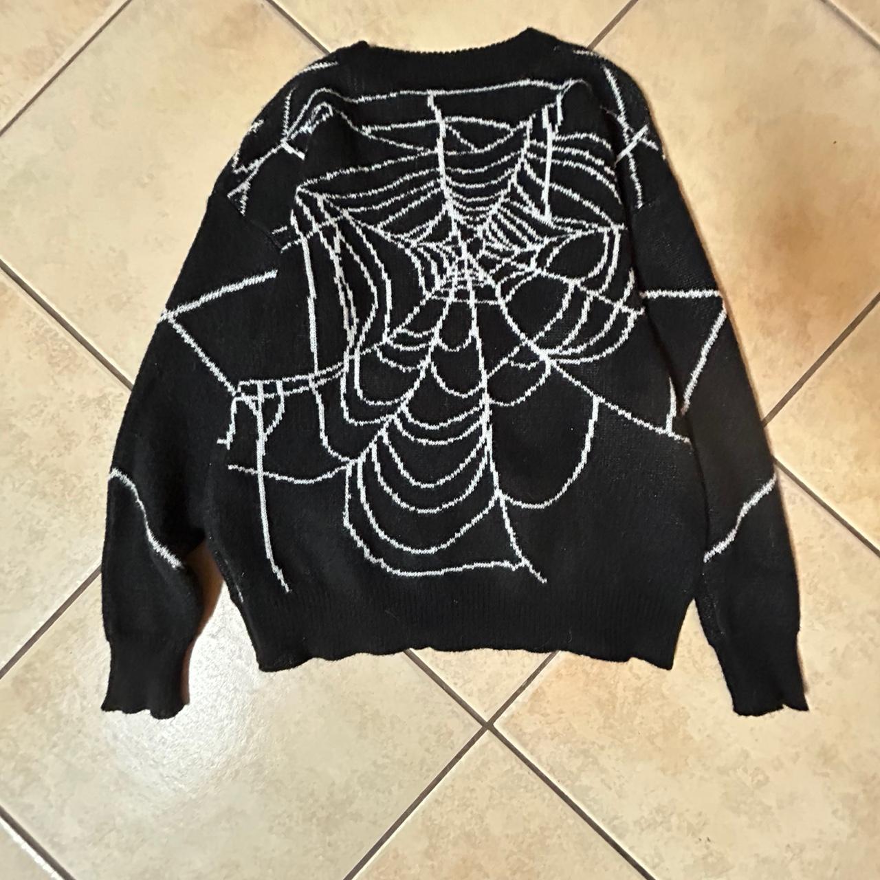 Black and white spider web sweater #goth #skater #y2k | Depop