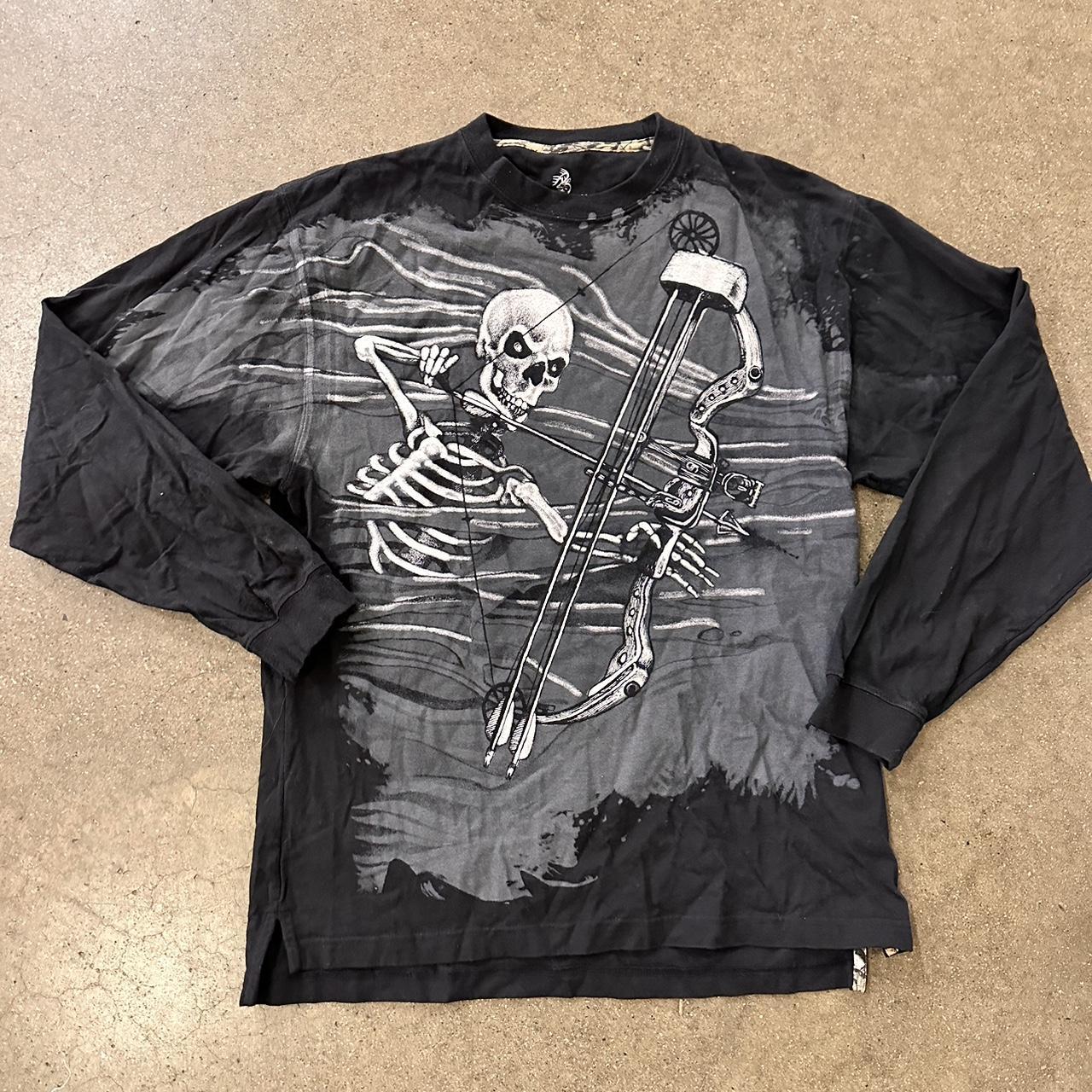 Large Skull Skeleton Grunge Affliction Style Y2K... - Depop