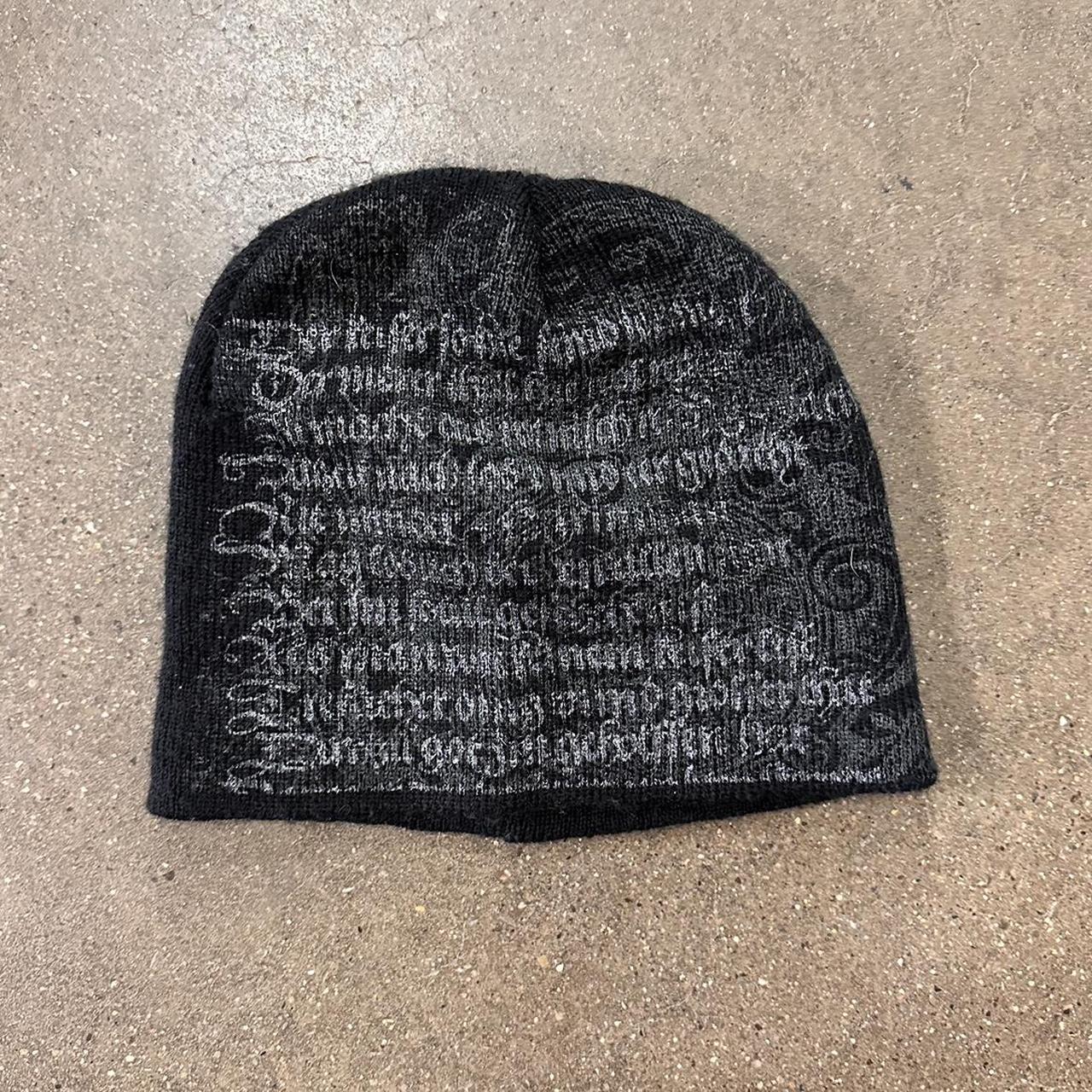 Y2K Goth Affliction Style Punk Skull Cap Toque Beanie - Depop