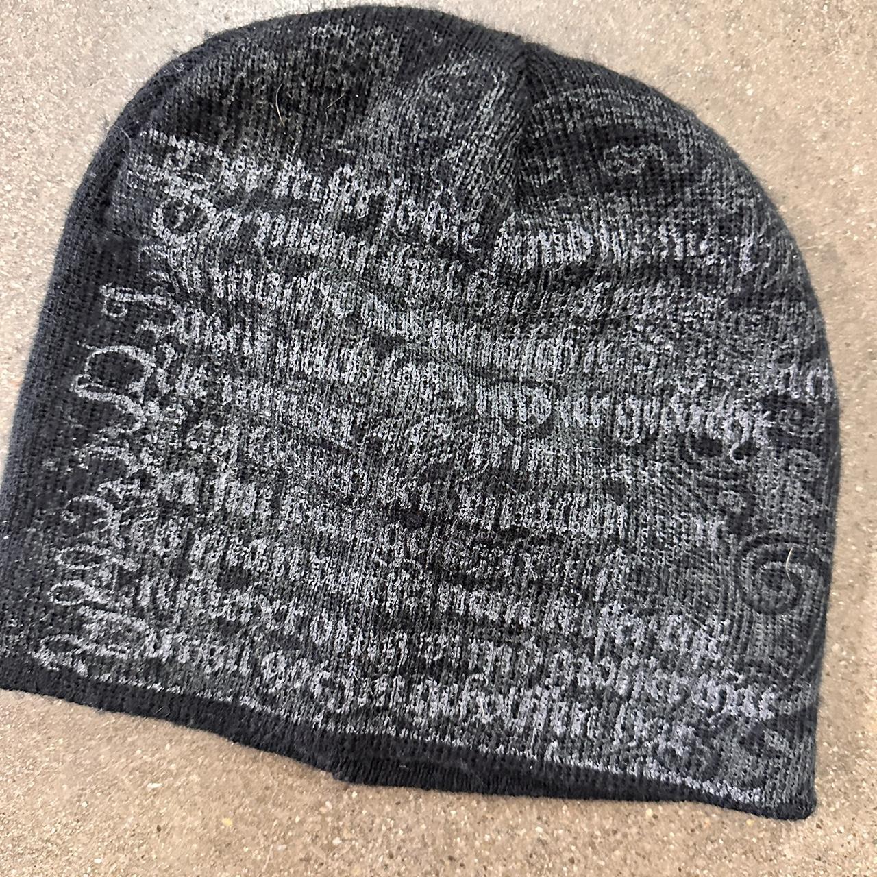 Y2K Goth Affliction Style Punk Skull Cap Toque Beanie - Depop