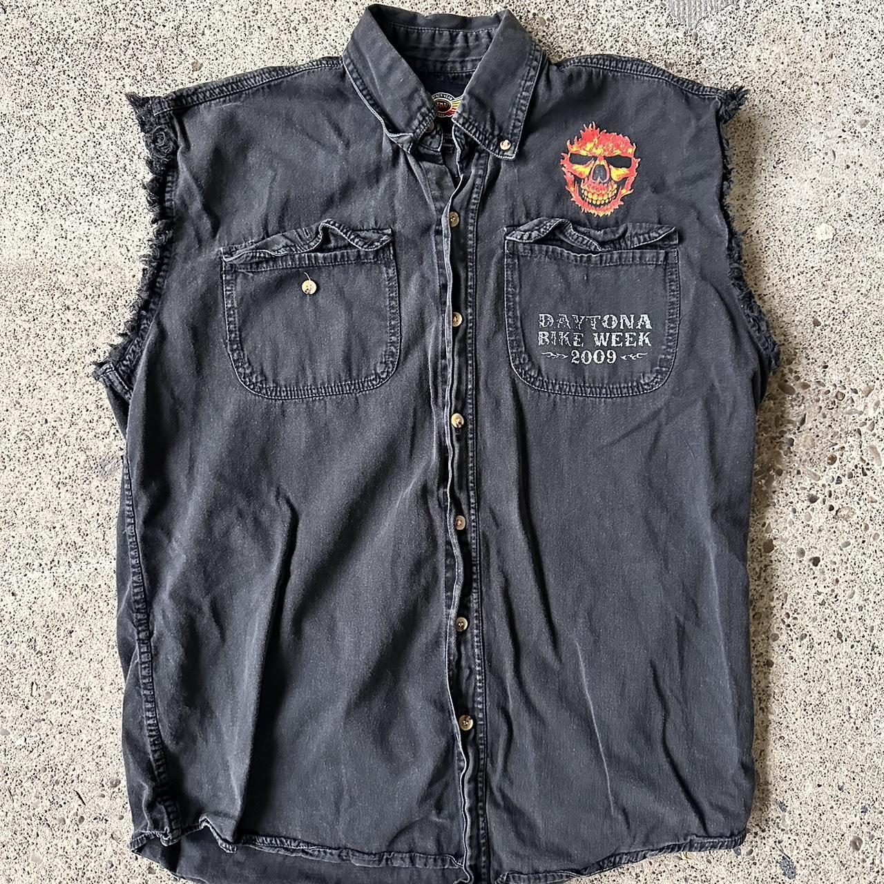 Large Flames Skull Grunge Biker Motorcycles... - Depop