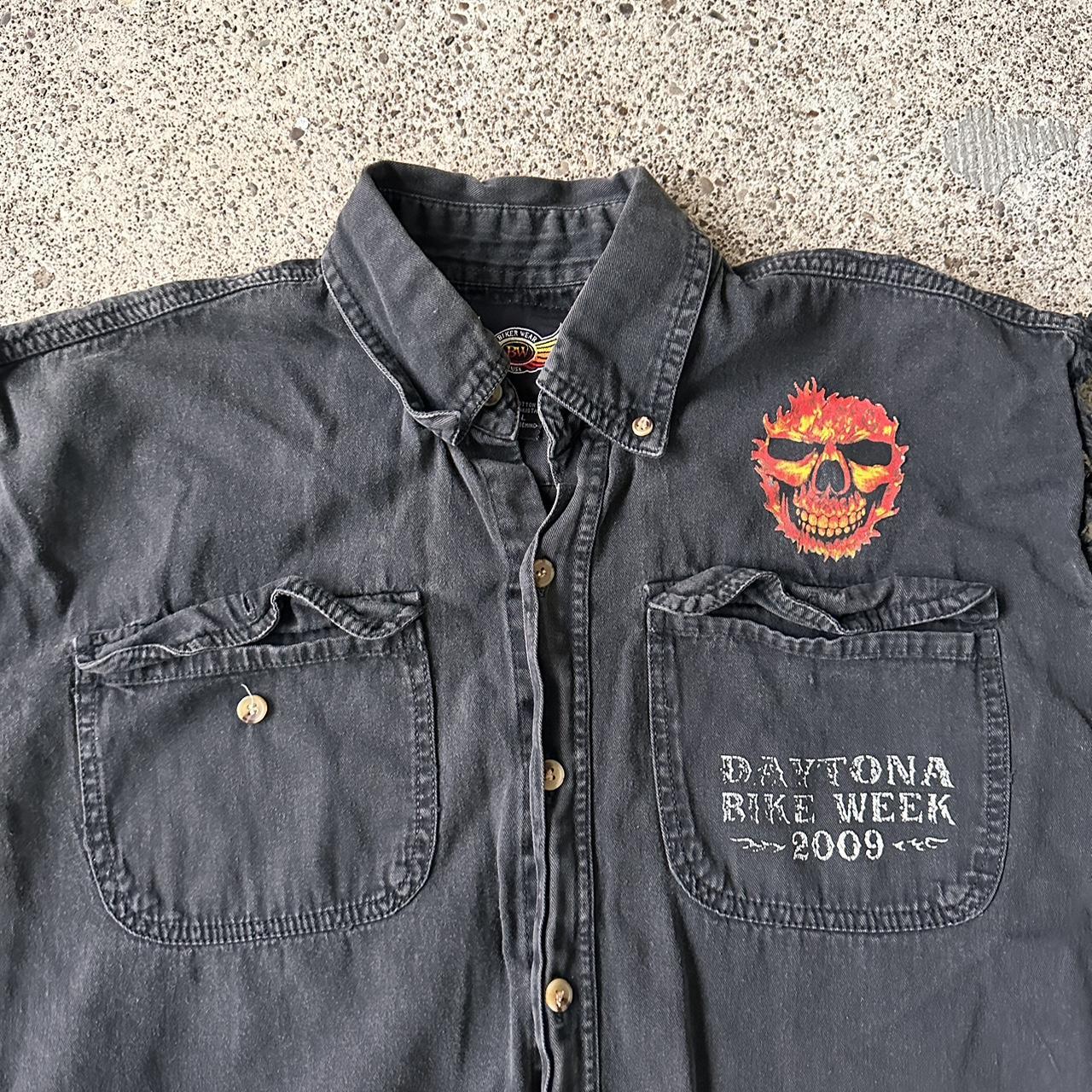 Large Flames Skull Grunge Biker Motorcycles... - Depop