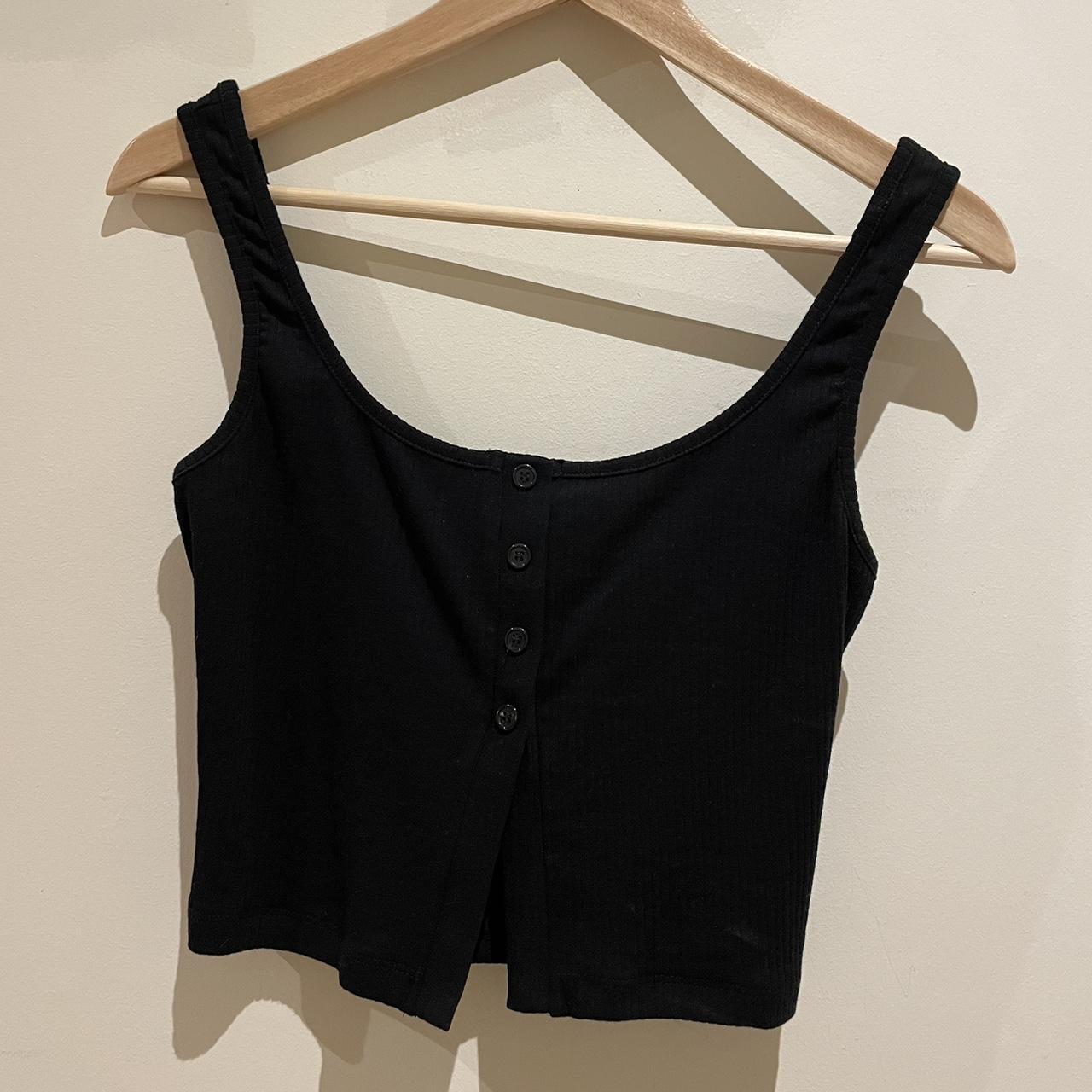 KOOKAÏ Morgan Black Button Up Tank Top Size 34/36... - Depop
