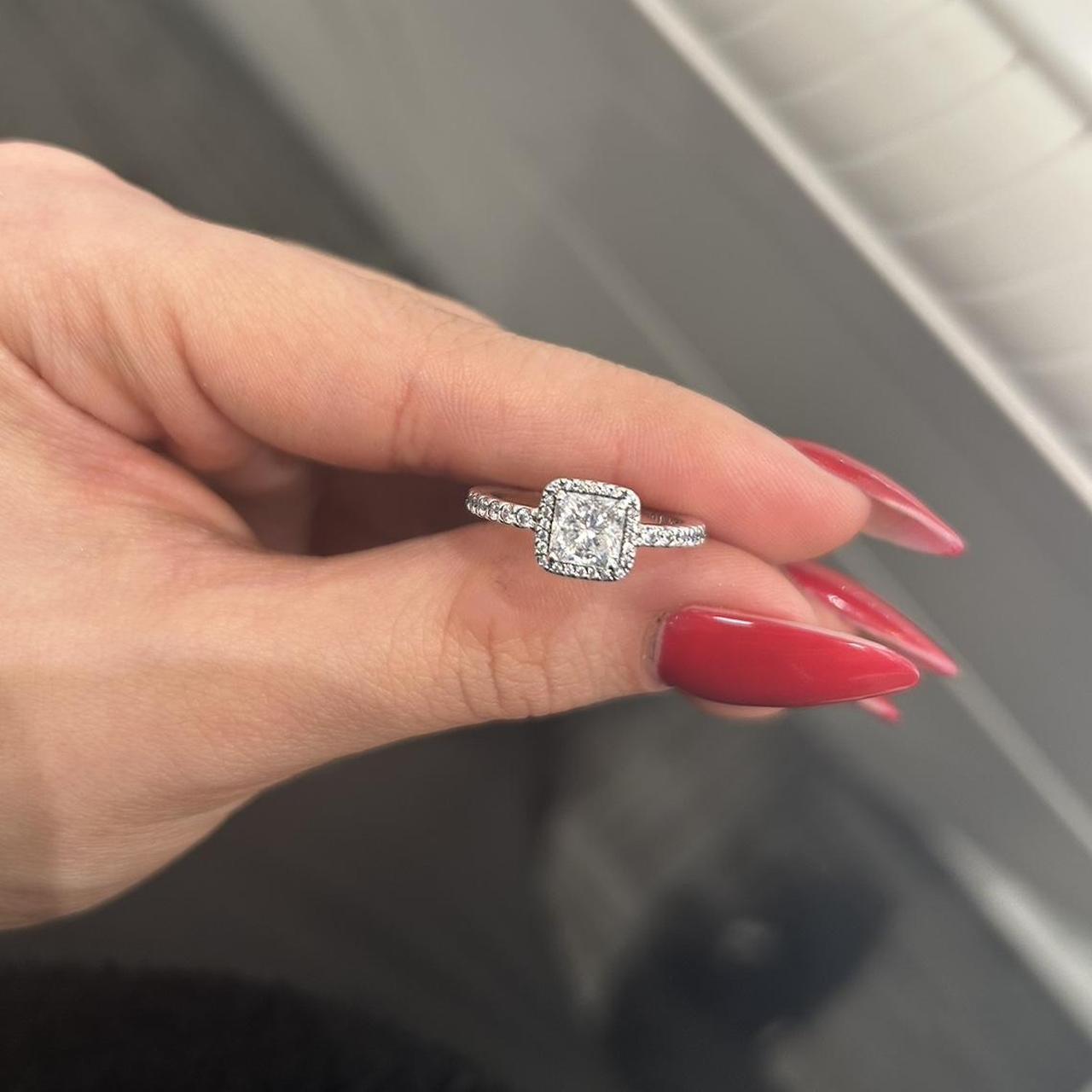 Square silver pandora ring Size 7 brand new comes... - Depop