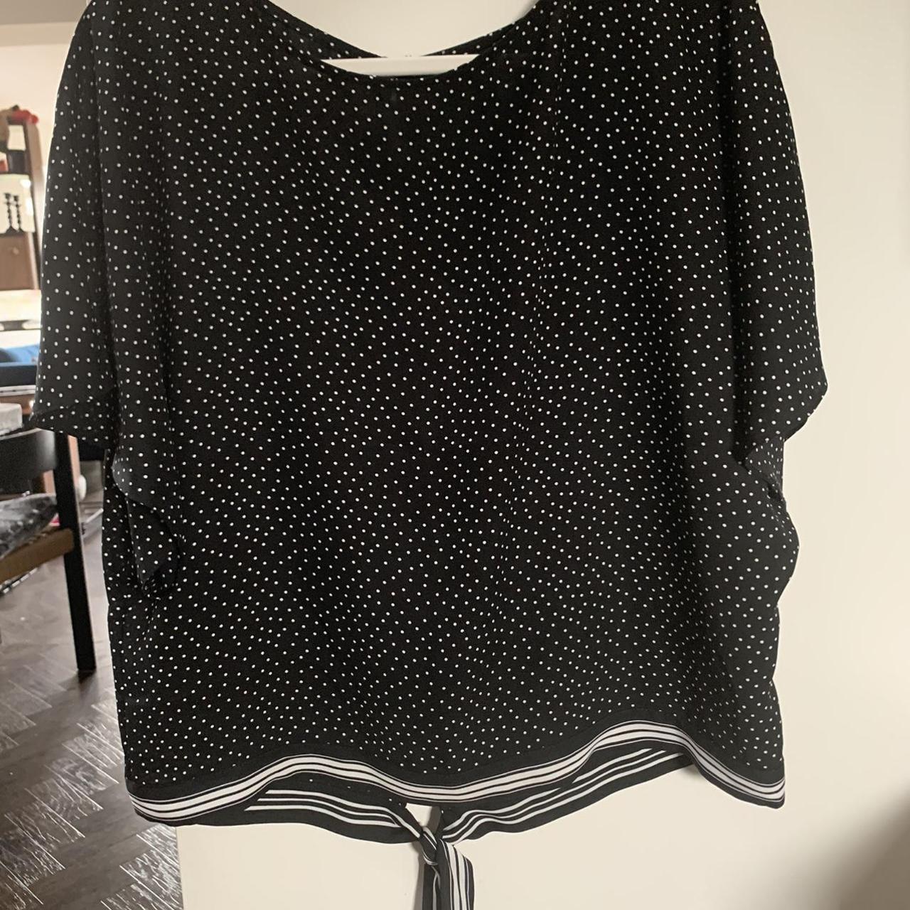 DEBENHAMS COLLECTION Black & white batwing top Size... - Depop