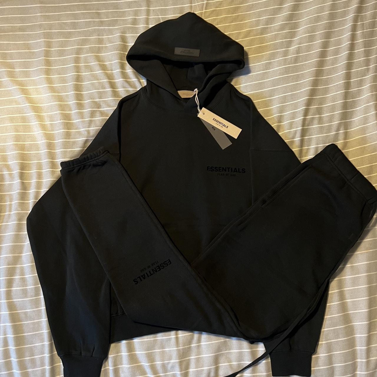 black men’s essentials tracksuit hoodie size xs and... - Depop