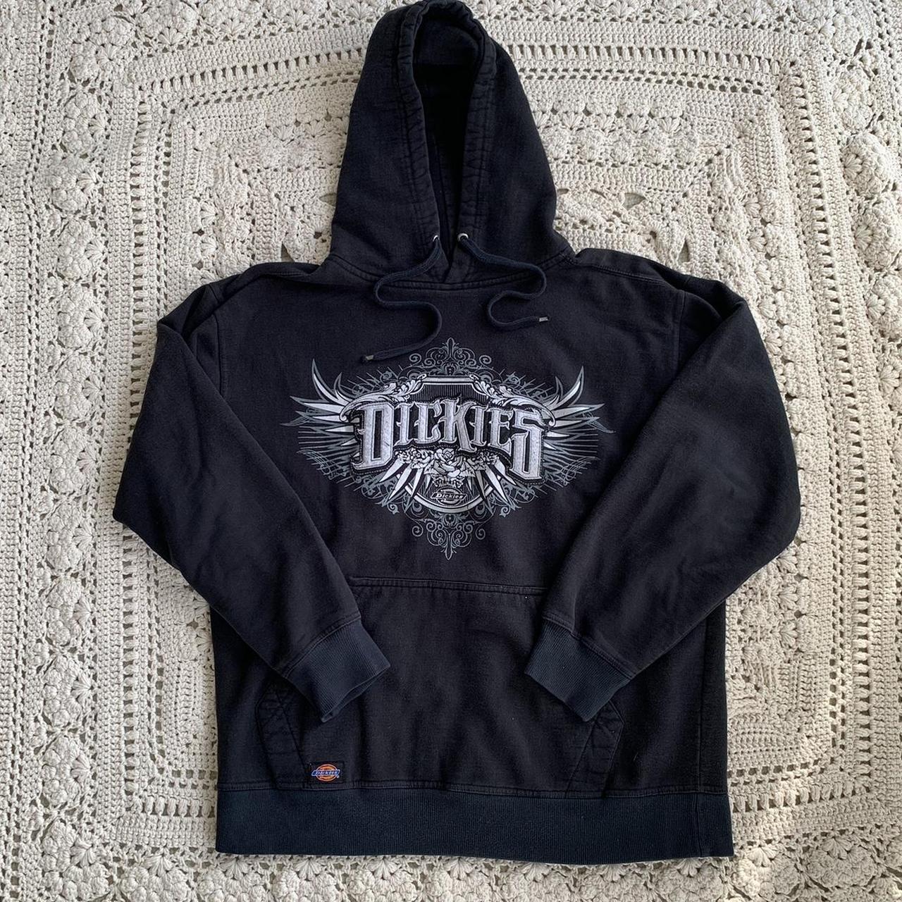 Dickies Mens Black And White Hoodie Depop