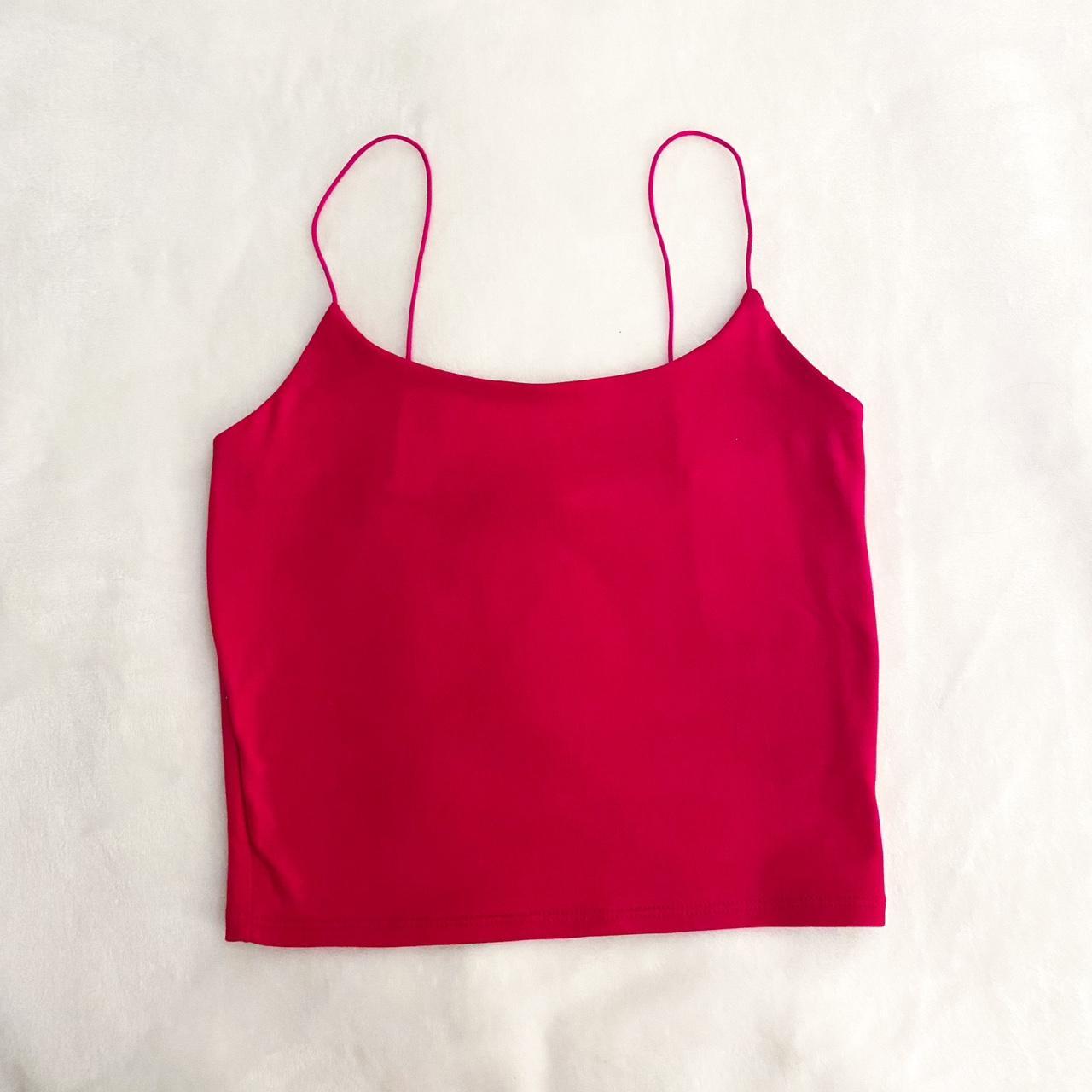 Pink spaghetti strap tank -great condition, never... - Depop