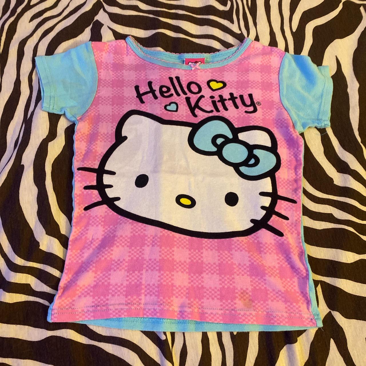 Super cute pink and blue hello kitty baby tee. Girls... - Depop