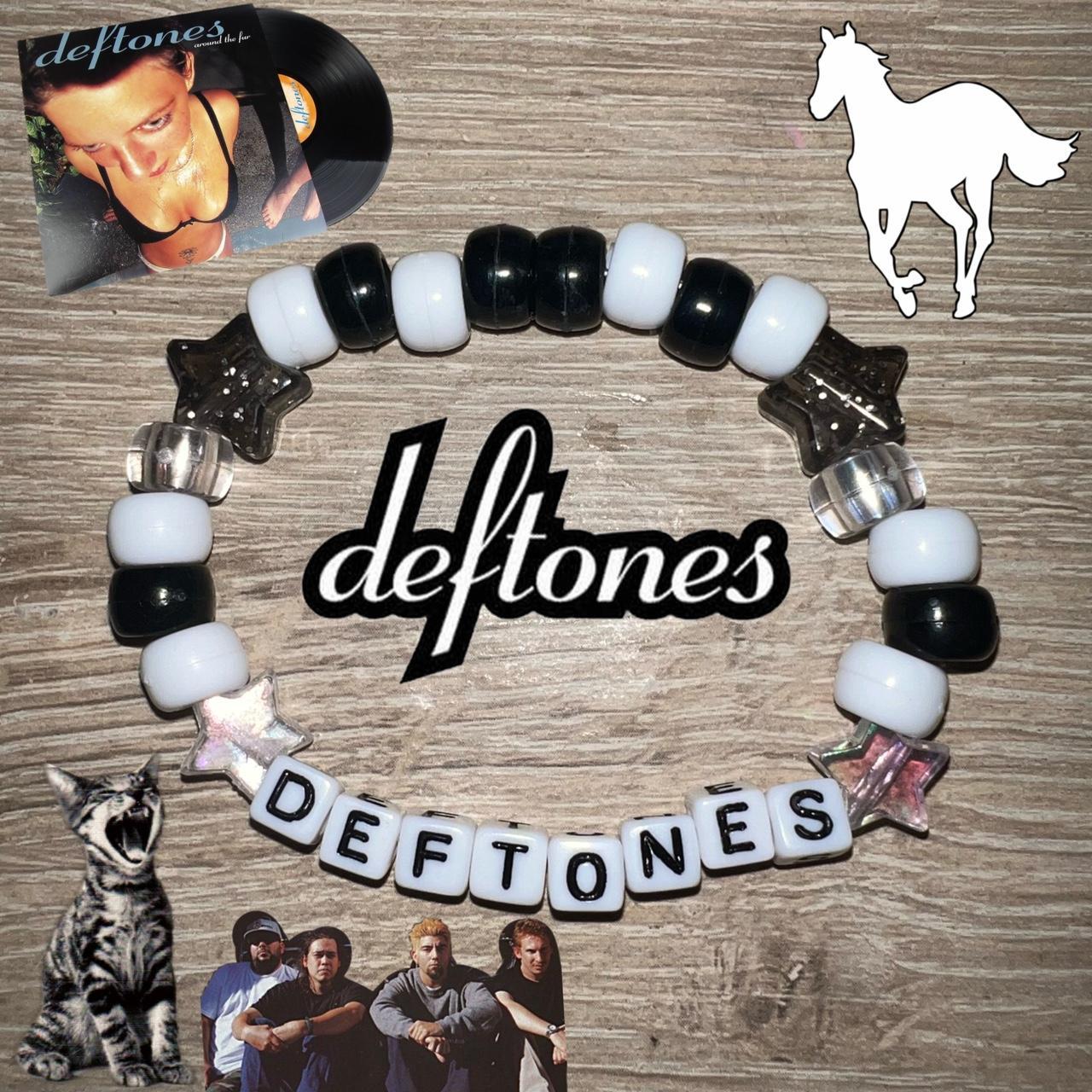 Deftones inspired kandi bracelet 🩶 stretchy and... | Depop