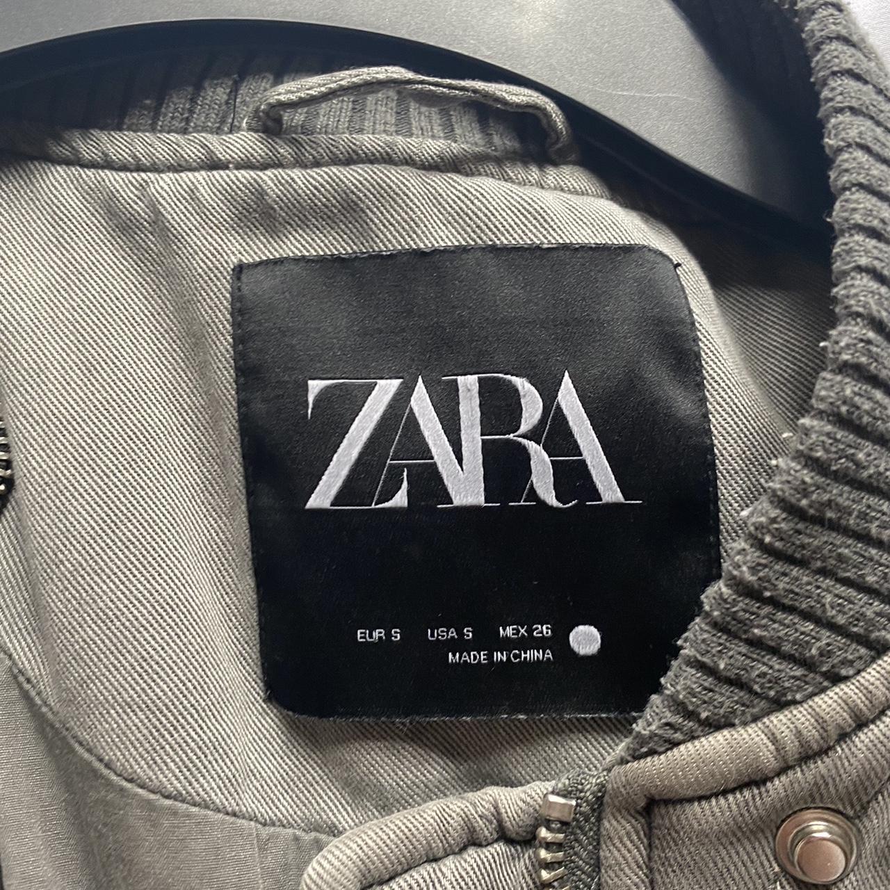 grey Zara quilt bomber no longer sold online size... - Depop