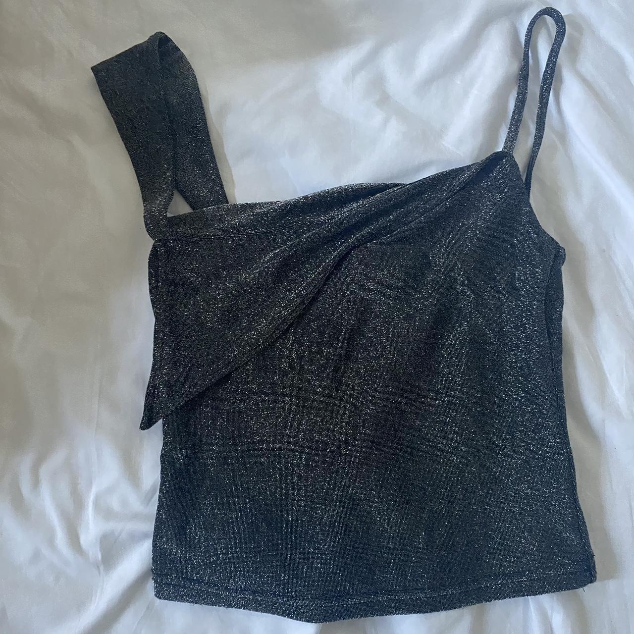 sparkly grey motel cami top perfect for uni size... - Depop