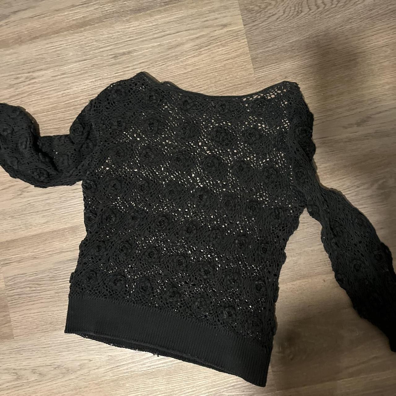 Knit black sweater with rose detail so pretty these... - Depop