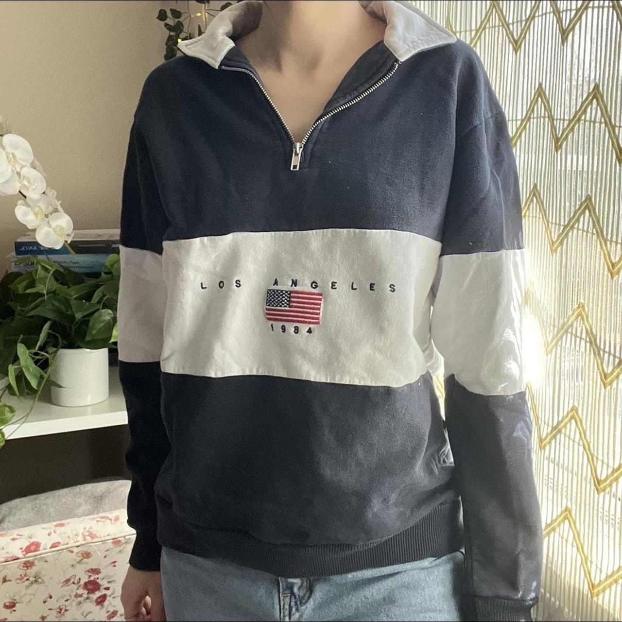 Blue White American Flag Patch Embroidered Brandy... - Depop
