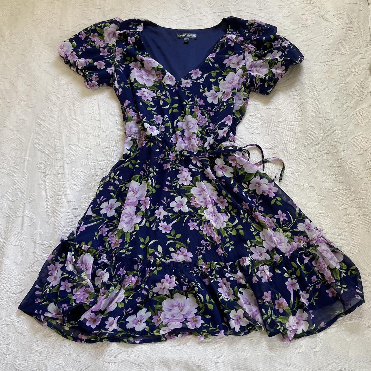 Blue and purple floral dress Size medium #floral... - Depop
