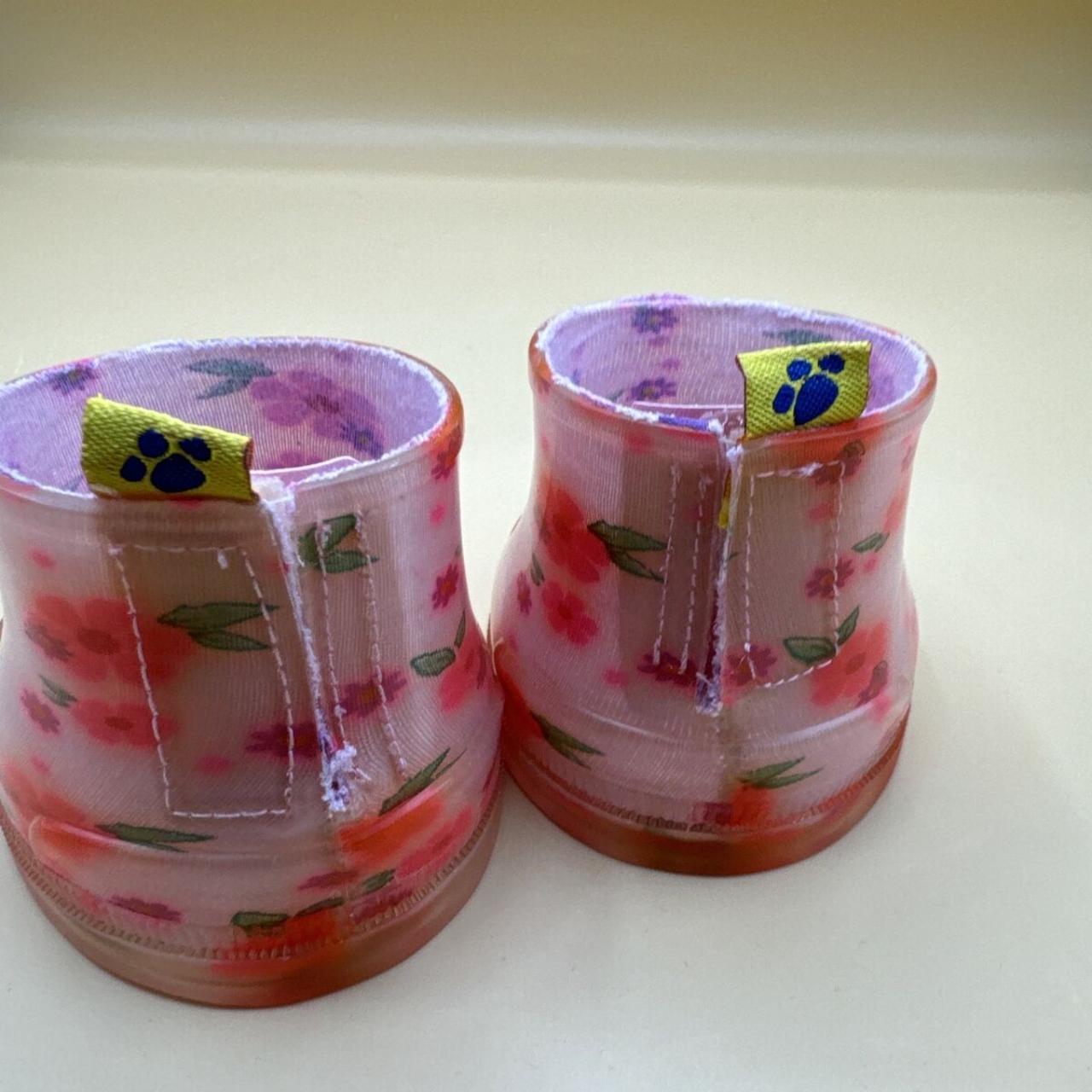 BUILD-A-BEAR BABW PINK FLORAL RAIN BOOTS RUBBER... - Depop