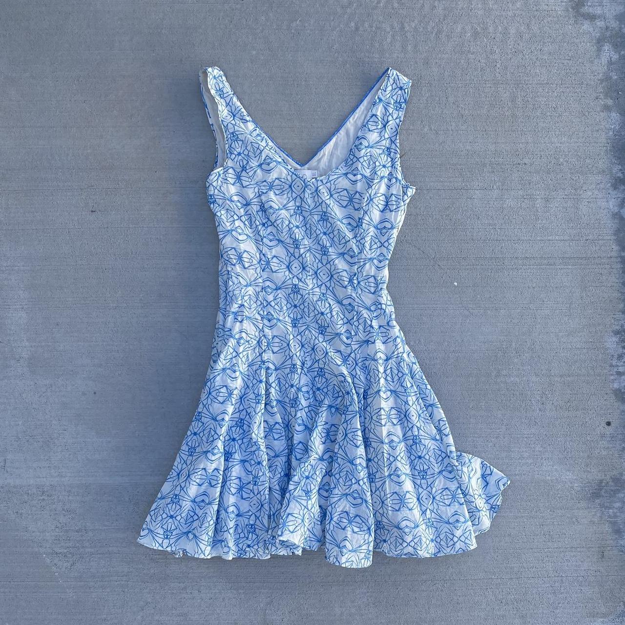 Vintage coquette white and blue flow dress Super... - Depop