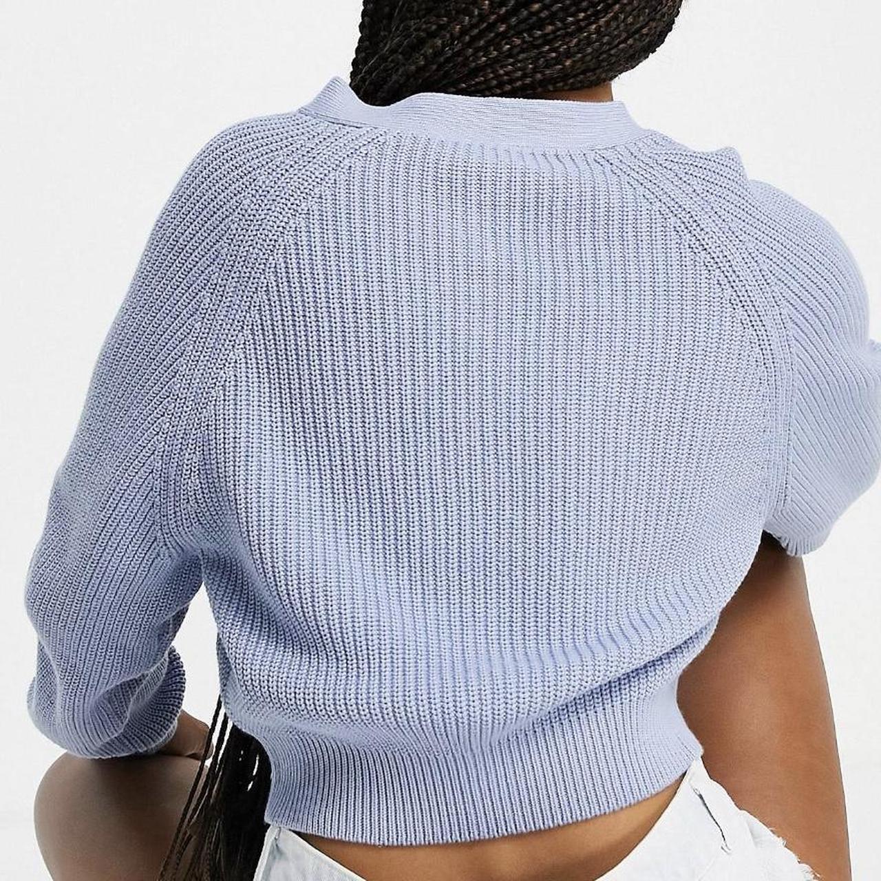 Monki Zeta organic cotton ribbed cardigan in blue -... - Depop