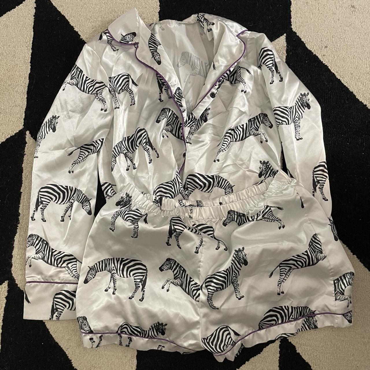 Satin zebra pajama set So cute fits like large... - Depop