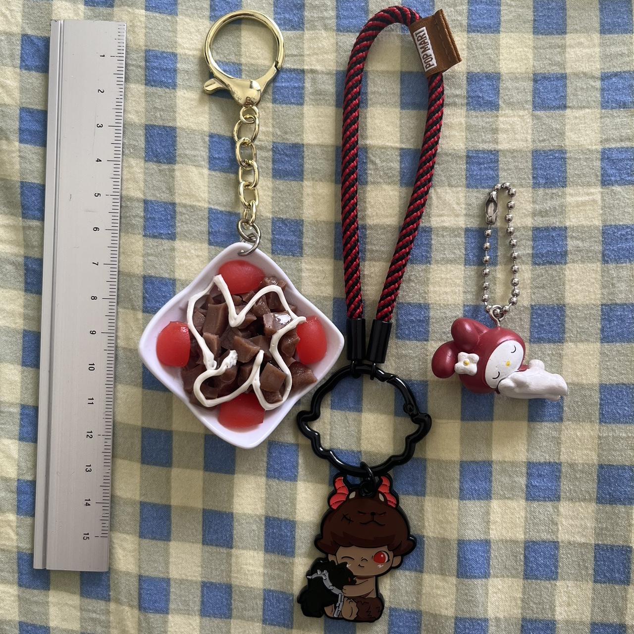 red key chain bundle - plate of food keychain - pop... | Depop